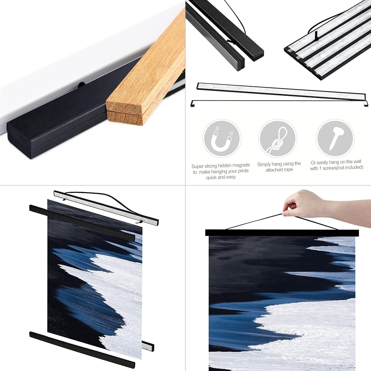 Magnetic Poster Hanger, 22x34 22x28 22x14 Poster Frame Wood Wooden ...