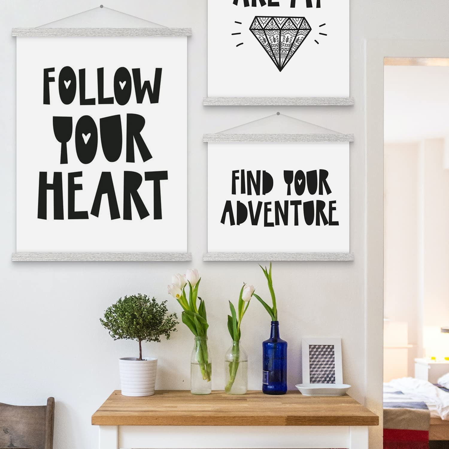 Magnetic Poster Hanger, 36x48 36x24 36x12 Poster Frame Wood Wooden ...