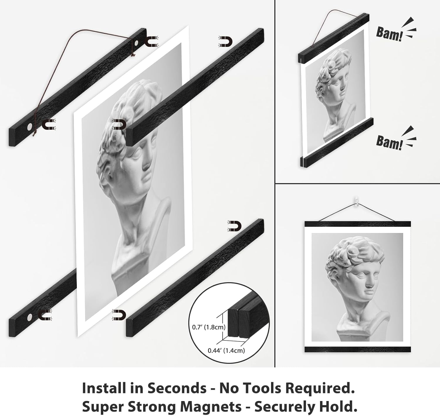 Magnetic Poster Hanger Frame for 40x60 40x50 40x27 Movie Music Posters ...