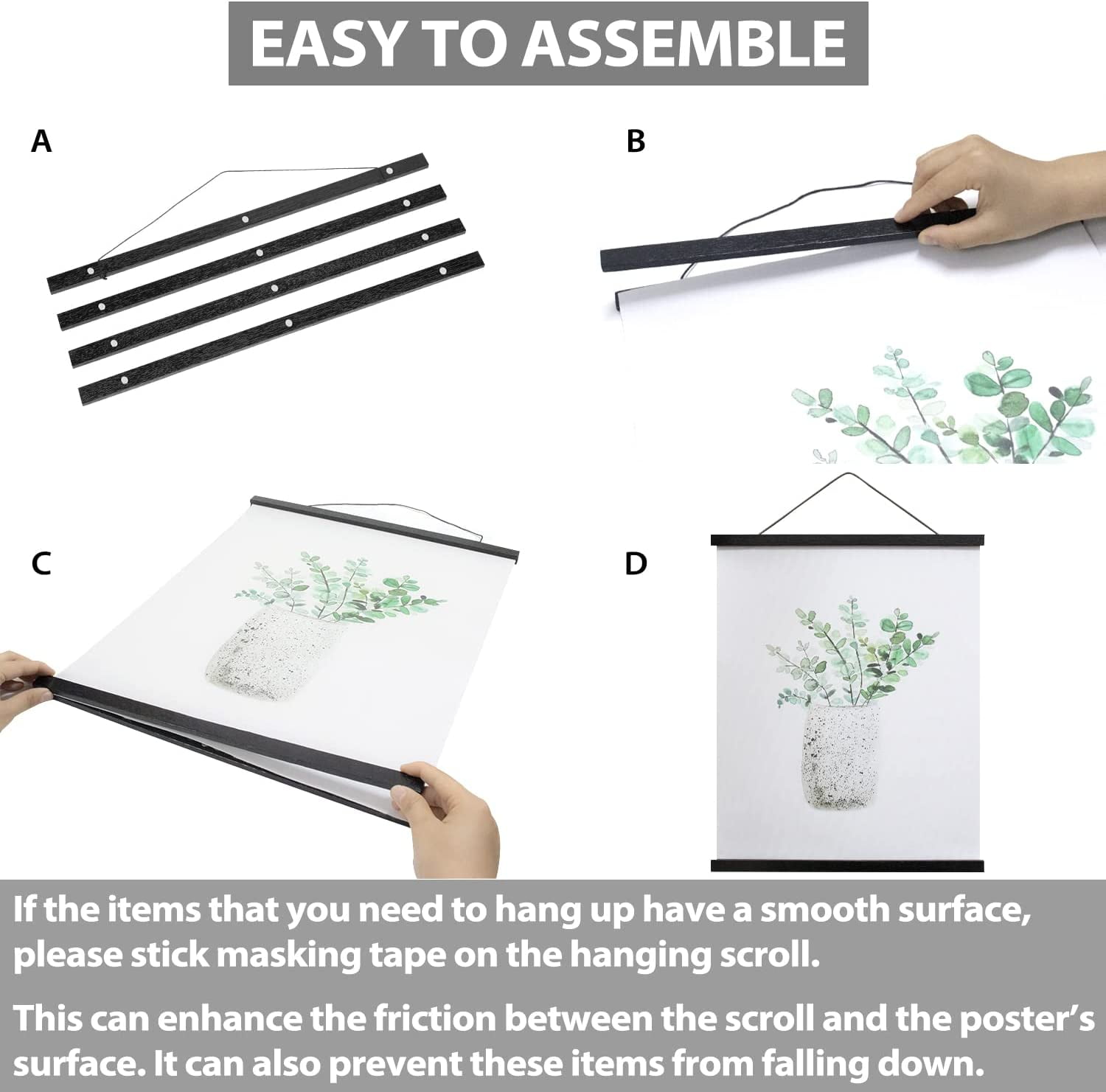 Magnetic Poster Hanger Wooden Poster Hangers, 24 Inch, Extra Strong ...