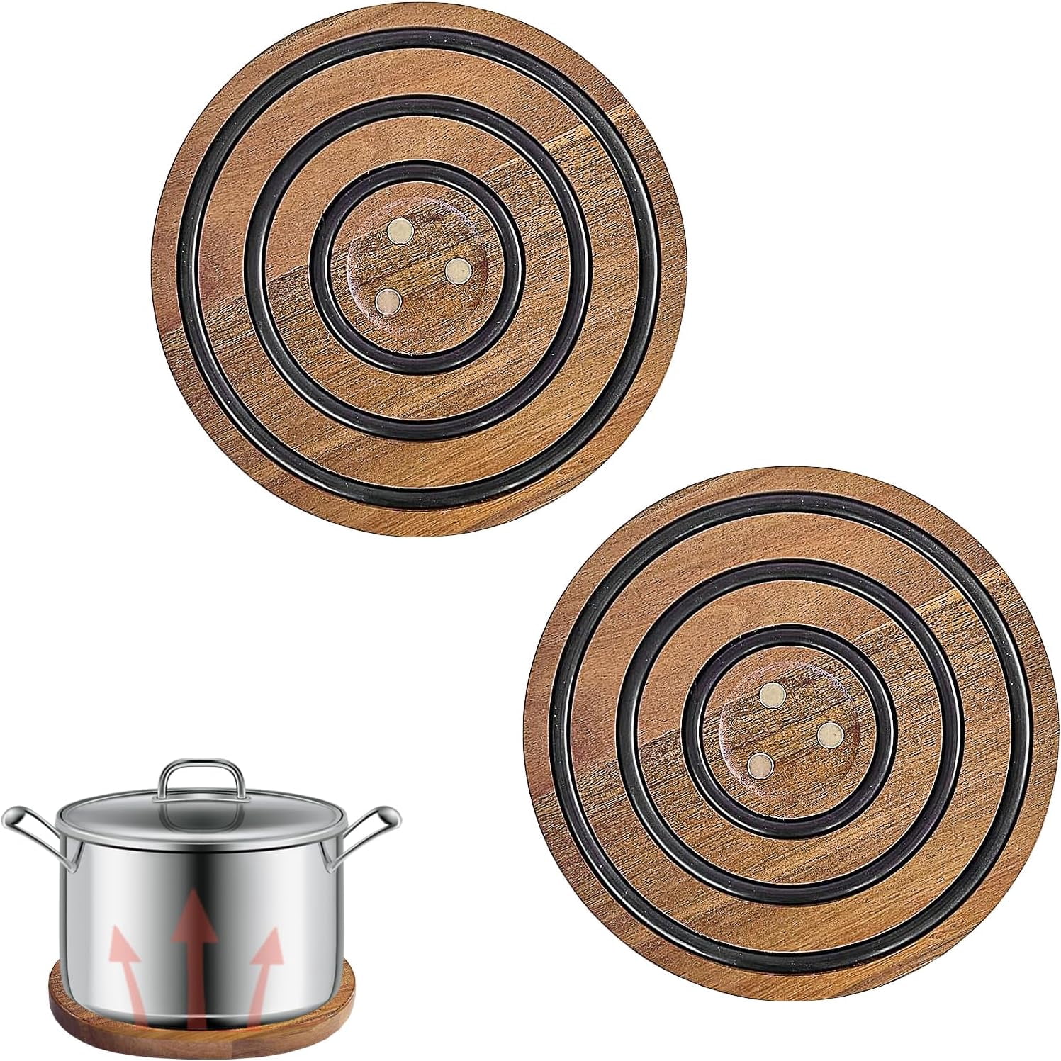 Magnetic Pot Coaster, 8 inch Magnetic Pot Trivet, Magic Trivet Wood ...
