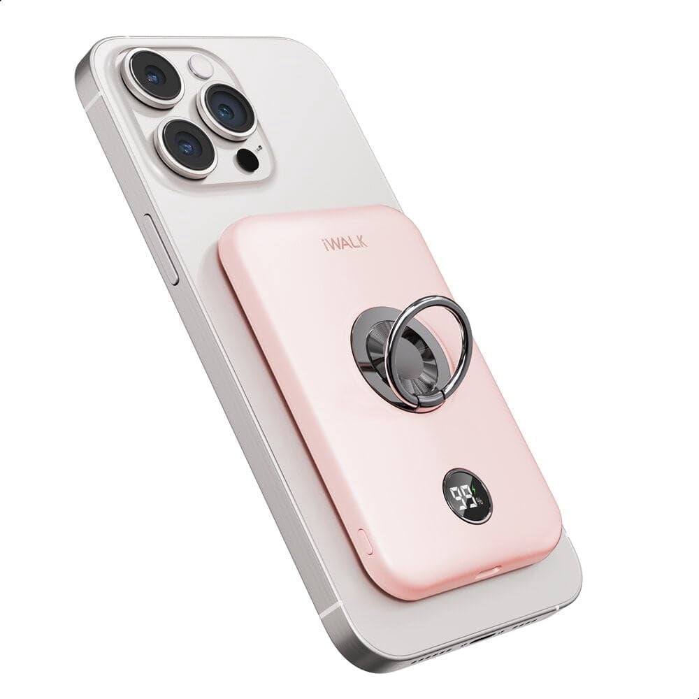 Magnetic Power Bank, 6000mAh Wireless Portable Charger with Finger Ring ...
