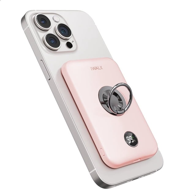 Magnetic Power Bank, 6000mAh Wireless Portable Charger with Finger Ring ...