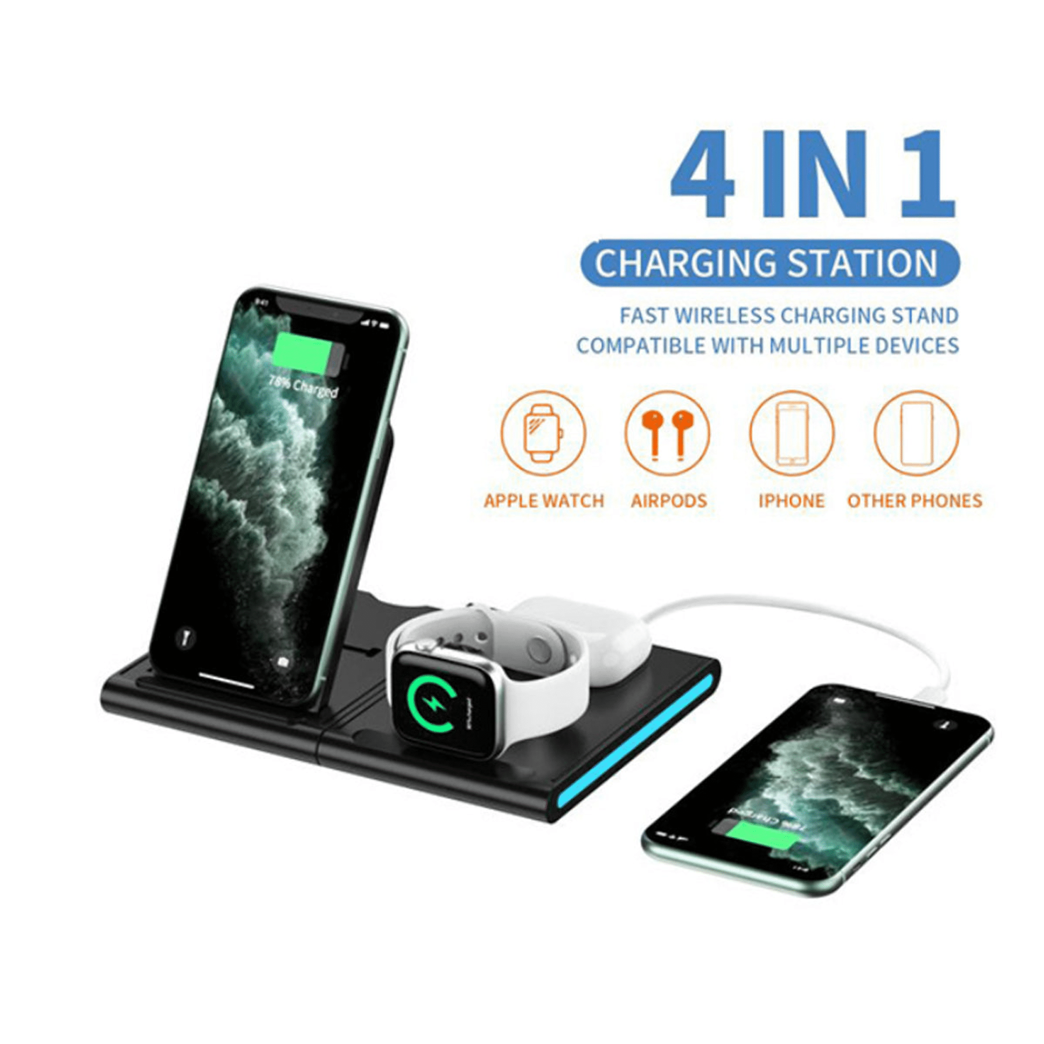 Magnetic Power Tiles 4 In 1 Wireless Charging Station[ Black ...