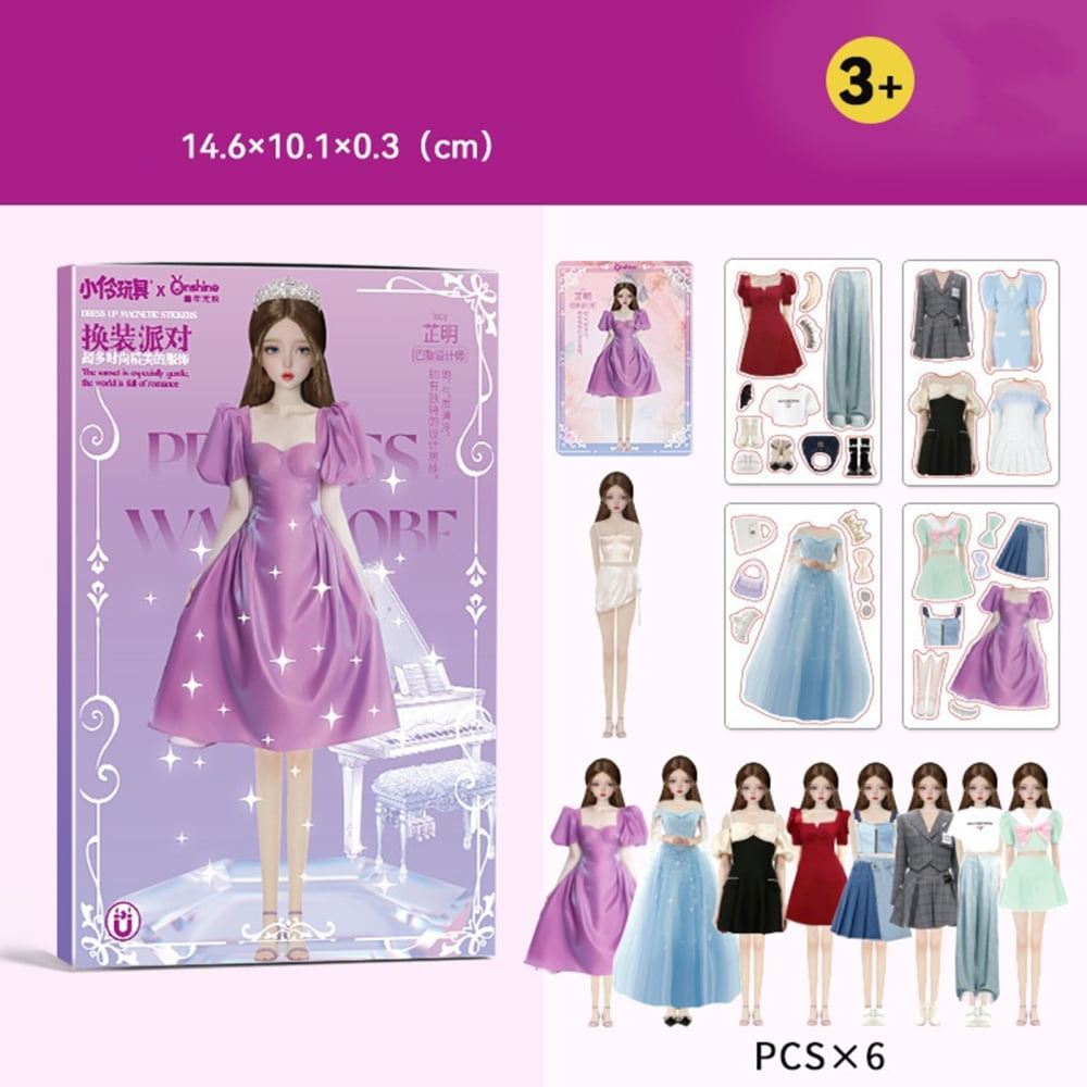 Magnetic Princess Dress Up Stickers Toy Cartoon Clothes Changing ...