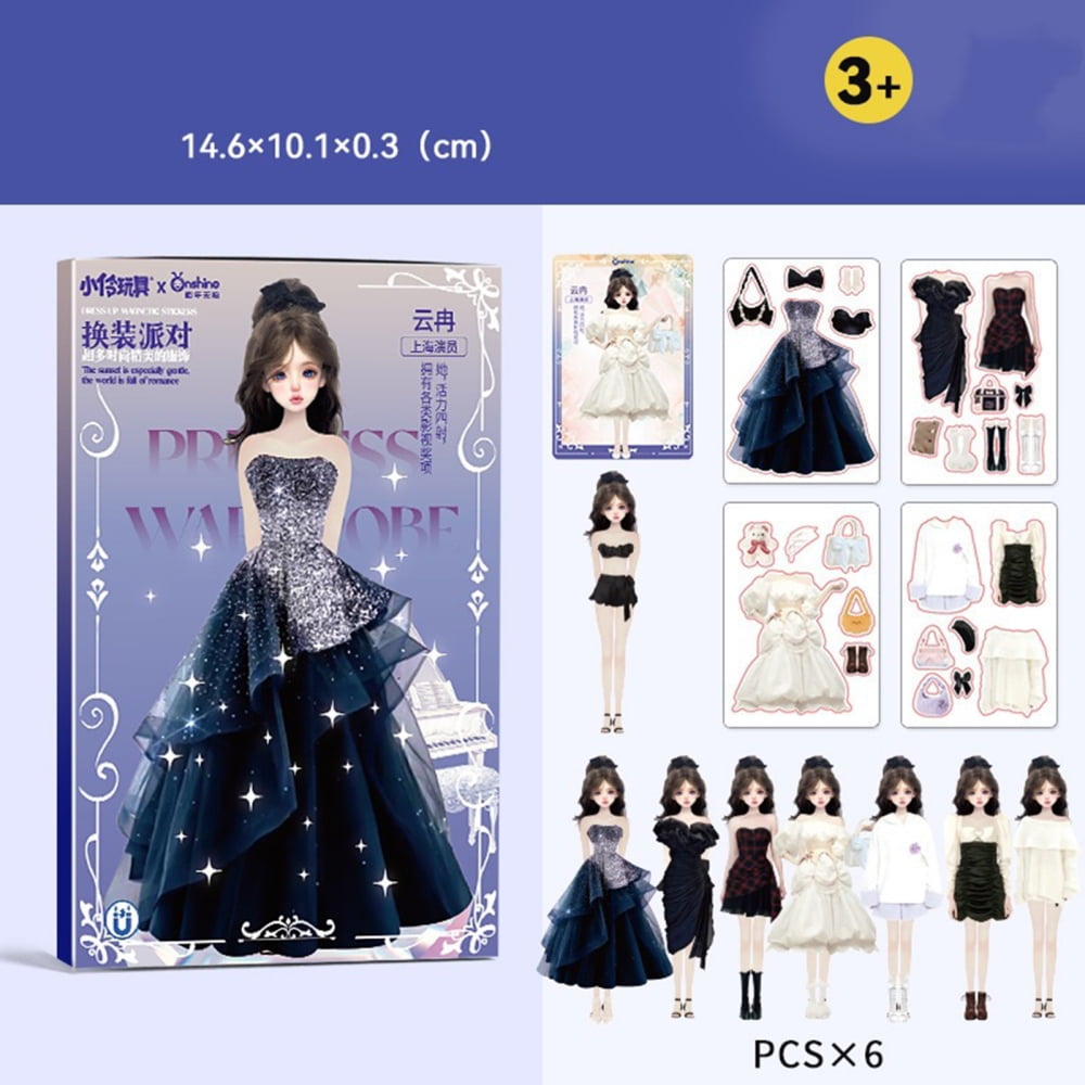 Magnetic Princess Dress Up Stickers Toy Cartoon Clothes Changing ...