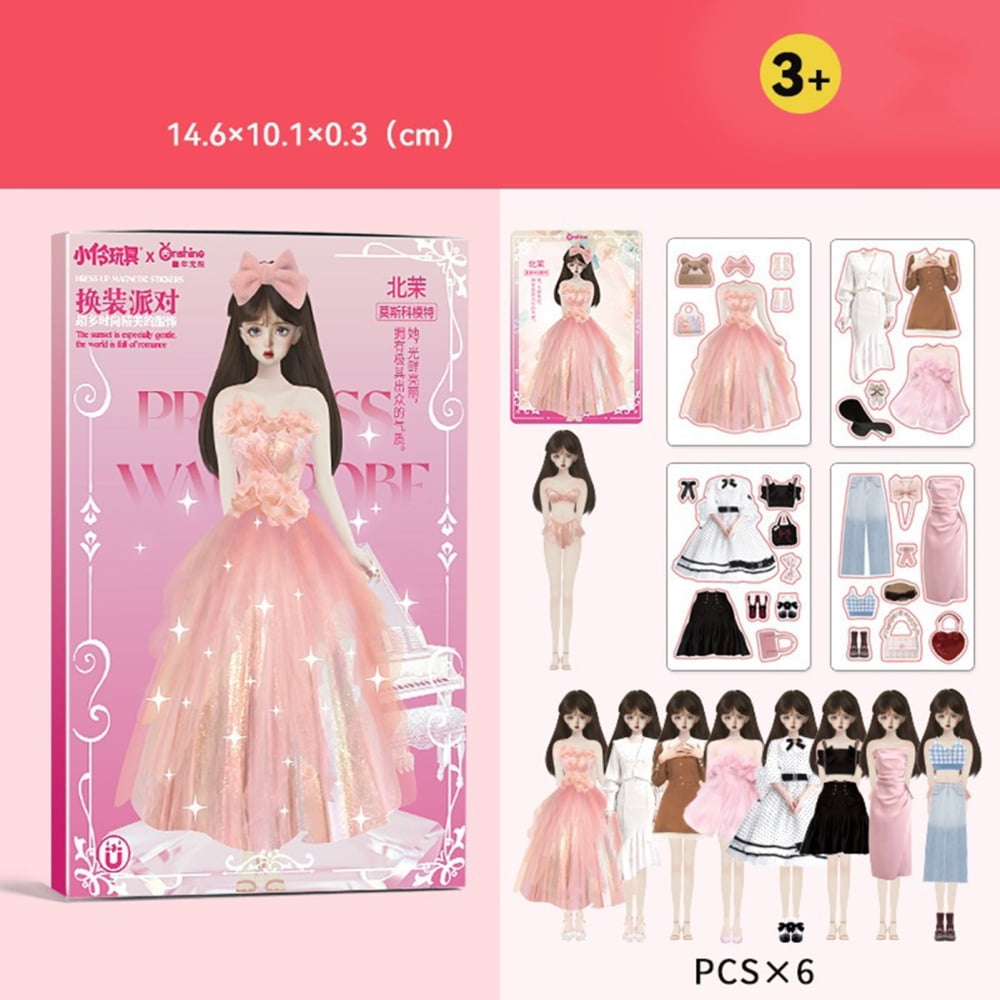 Magnetic Princess Dress Up Stickers Toy Cartoon Clothes Changing ...