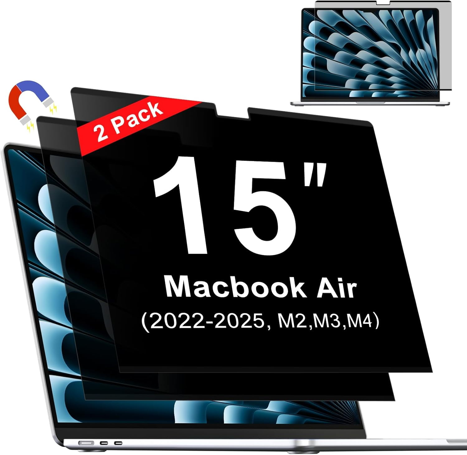 Magnetic Privacy Screen for MacBook Air 15 Inch (2023-2025, M2, M3, M4 ...
