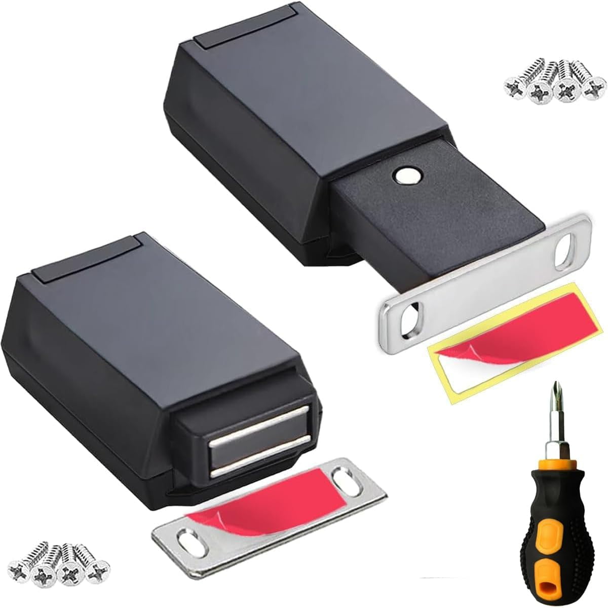 Magnetic Push to Open Cabinet Hardware 2 Pack Heavy Duty Push Latch ...