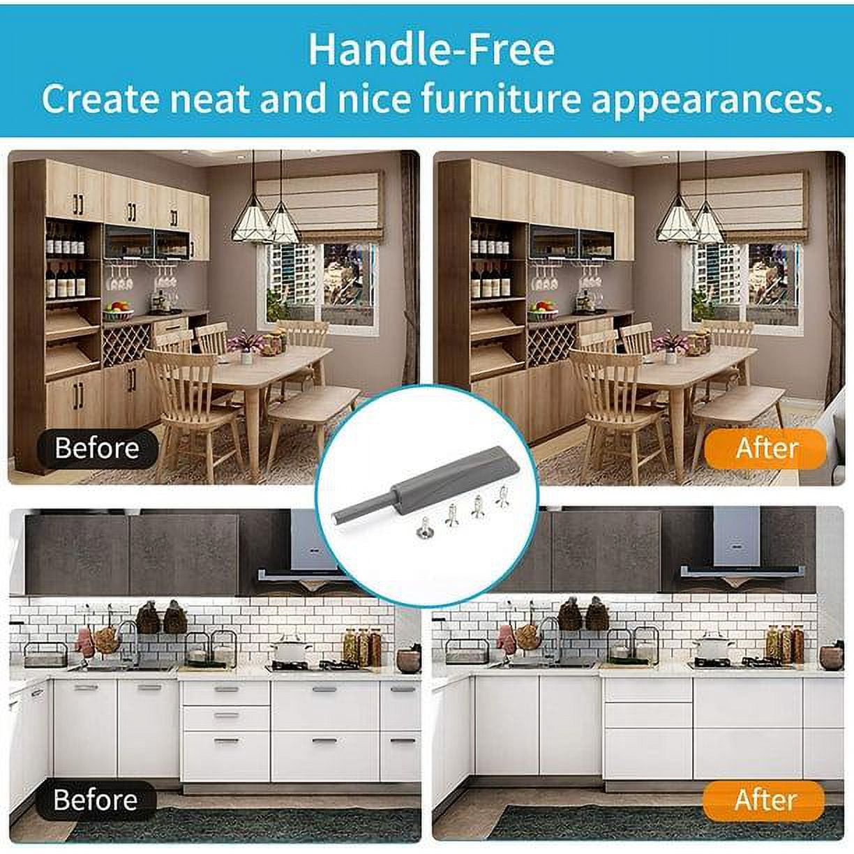 Magnetic Push Open Latches for Cabinets Drawers 4 Pack BlackRecessed ...