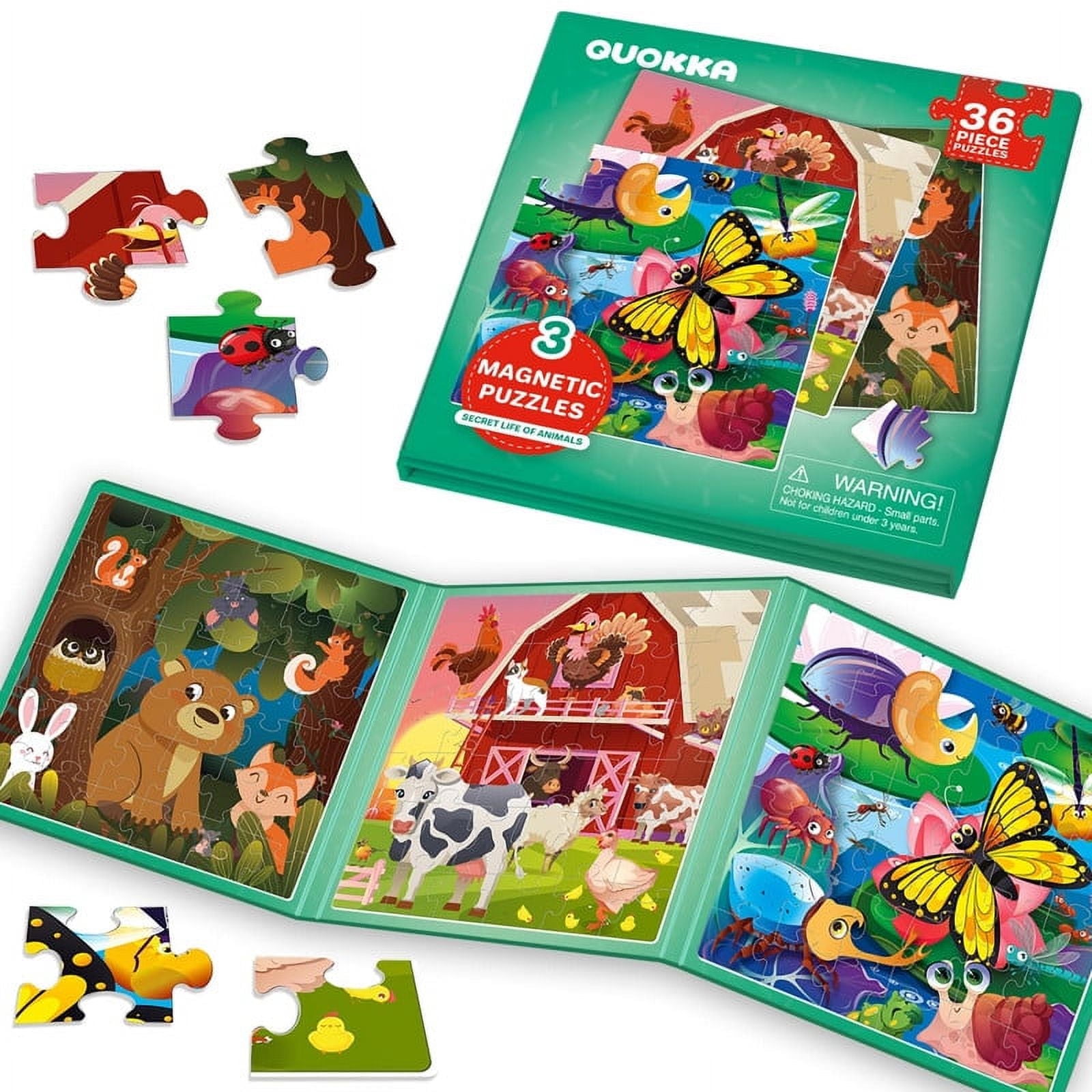 QUOKKA Magnetic Puzzles for Toddlers 2-4 - 36 Pcs Animal Travel Puzzles ...