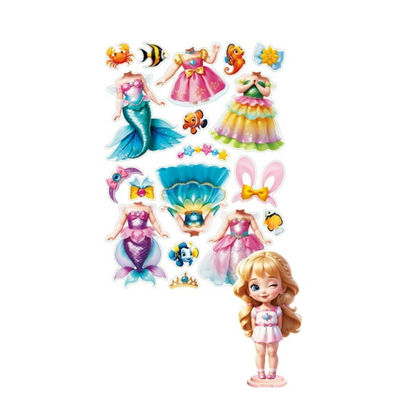 Magnetic Quiet Book Stickers For Kids - Mermaid Princess Dress - Up ...