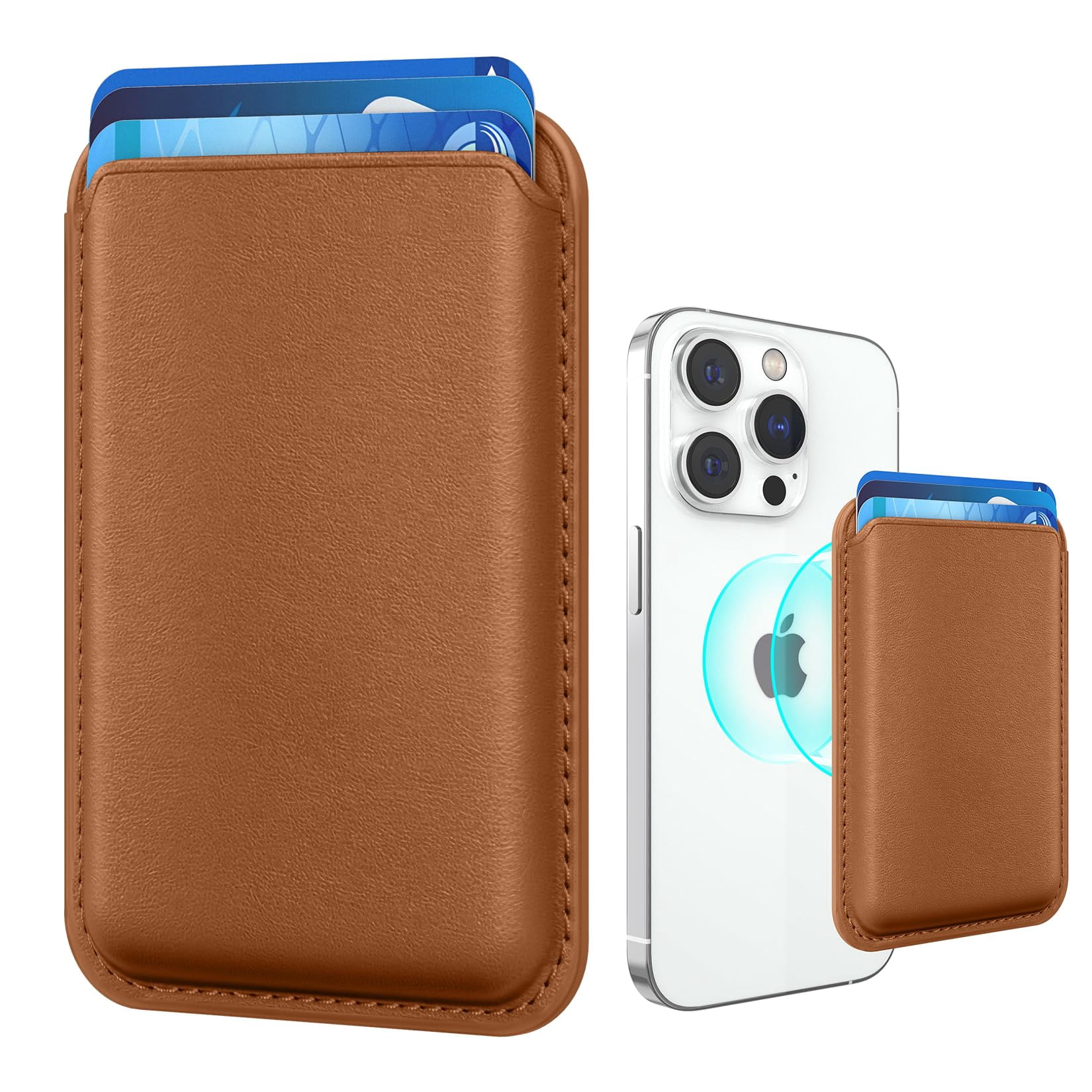 Magnetic RFID Leather Mag-Safe Card Holder for iPhone 16 Series, Mag ...