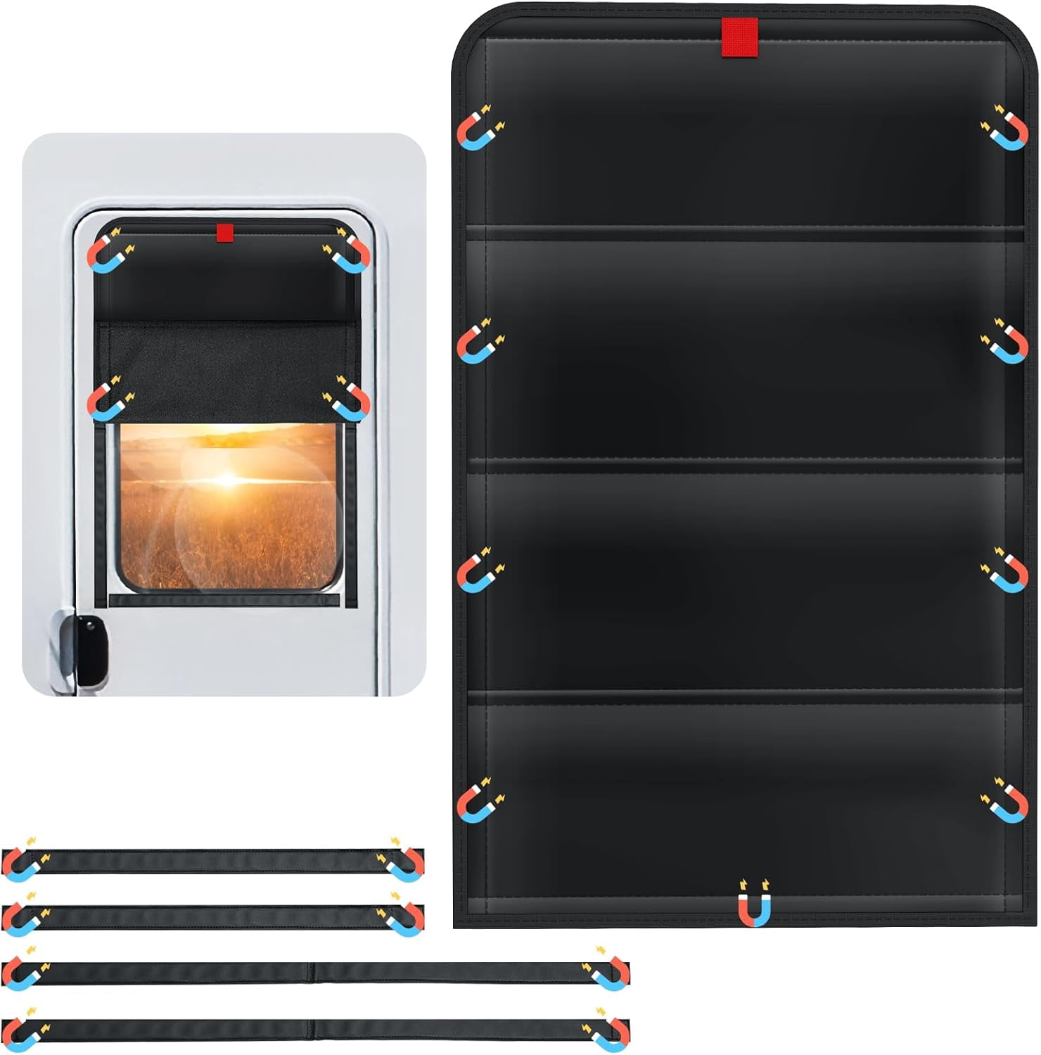 Magnetic RV Door Window Shade - 25" x 16" Foldable Blackout Window ...