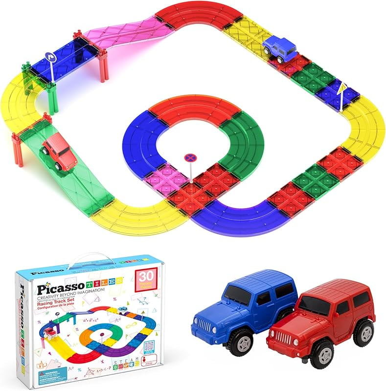 Magnetic Race Track Toys Car Tracks Set for Toddlers Magnet Building ...