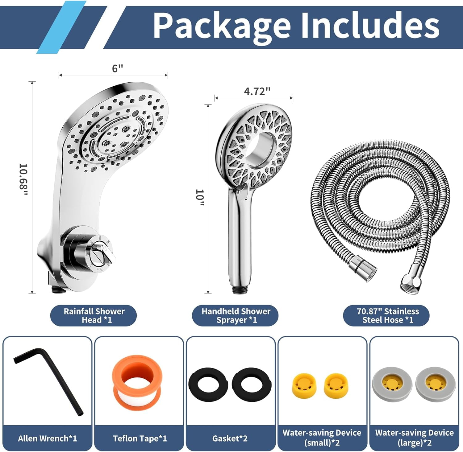 Magnetic Rain Shower Head with Handheld Spray Combo, High Pressure ...