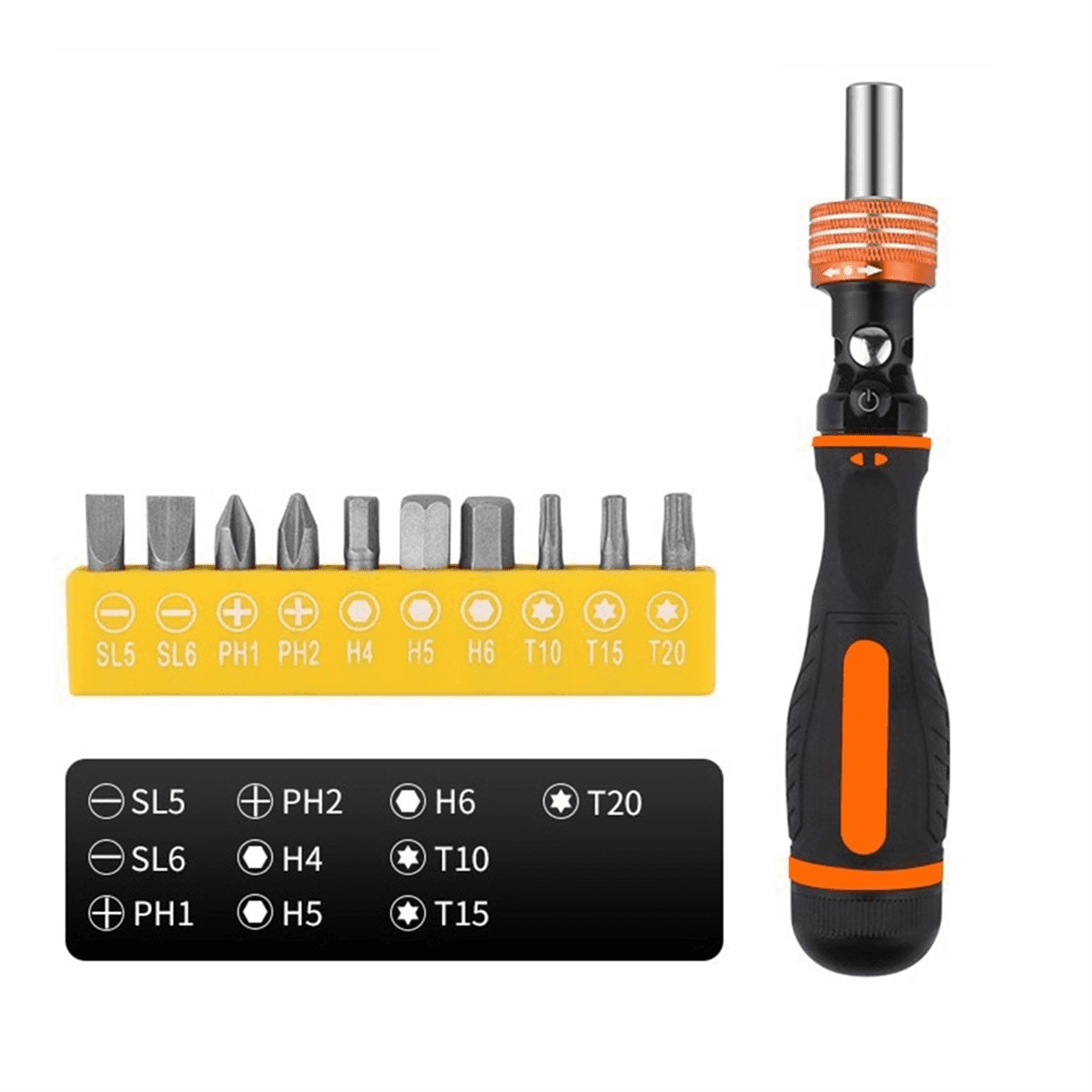 Magnetic Ratchet Screwdriver Set - , Slotted, Square, Hex Bits with ...