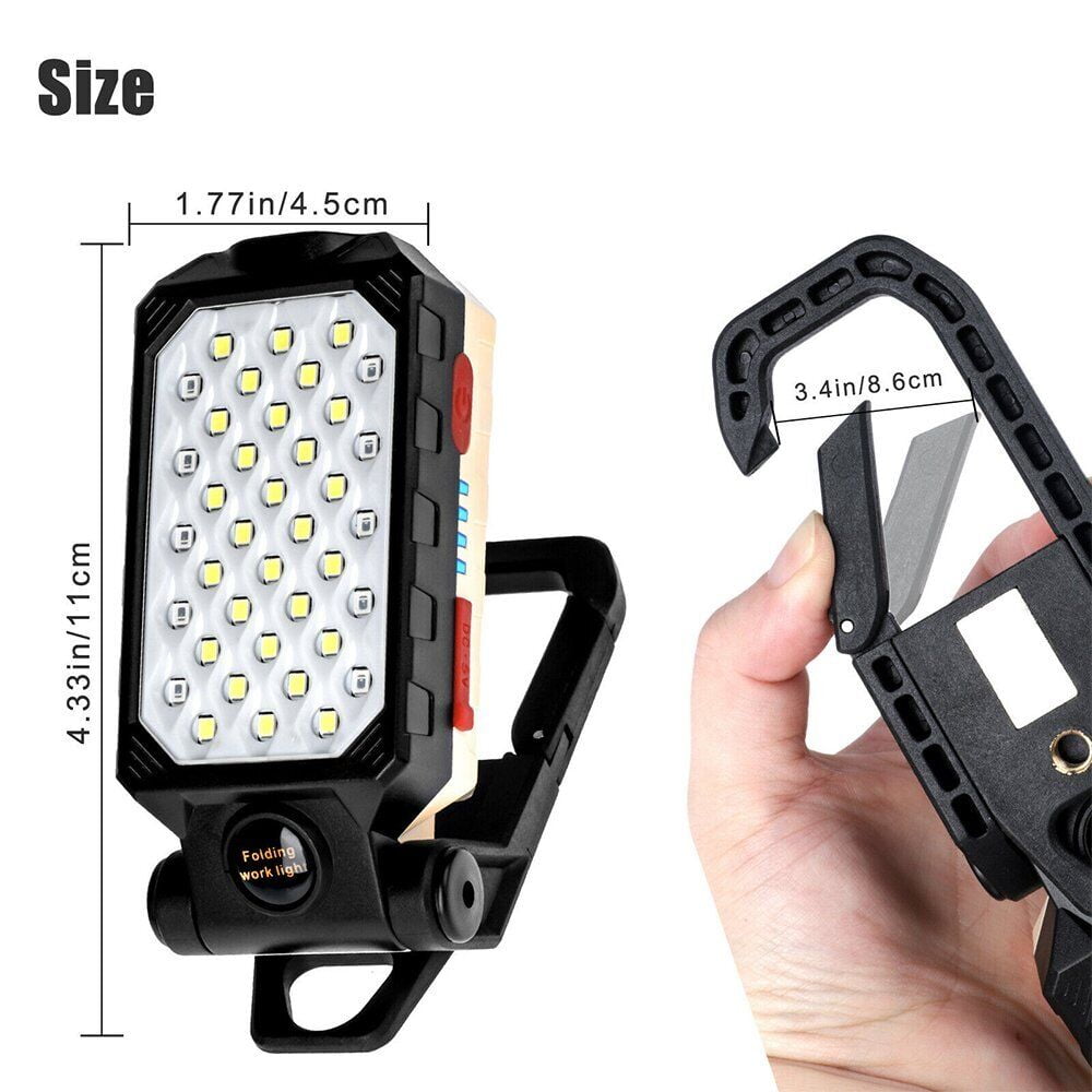 Magnetic Rechargeable COB LED Work Light Lamp Flashlight Folding Torch ...