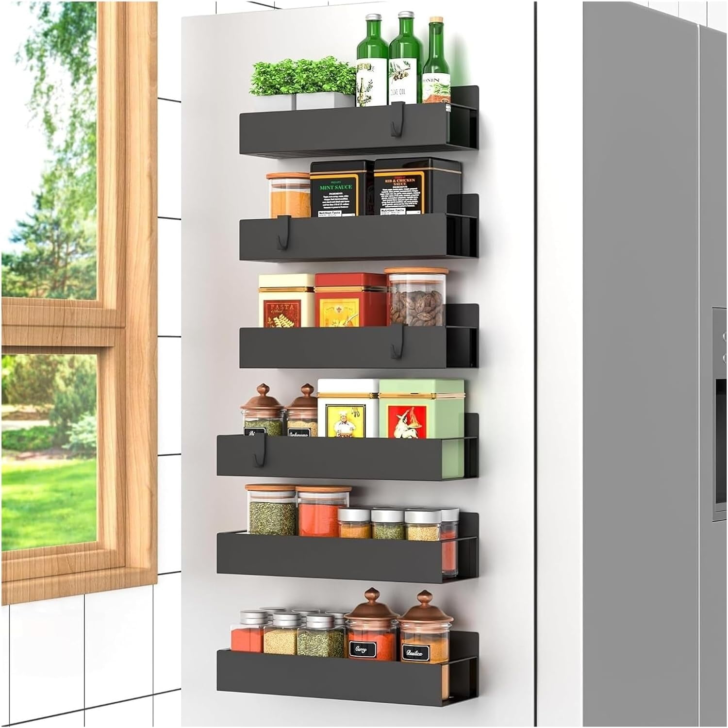 Magnetic Refrigerator Shelf, Spice Rack Organizer for Fridge, Magnet ...