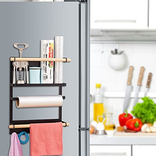 Magnetic Refrigerator Storage Rack with Spice Rack, Paper Towel Holder ...