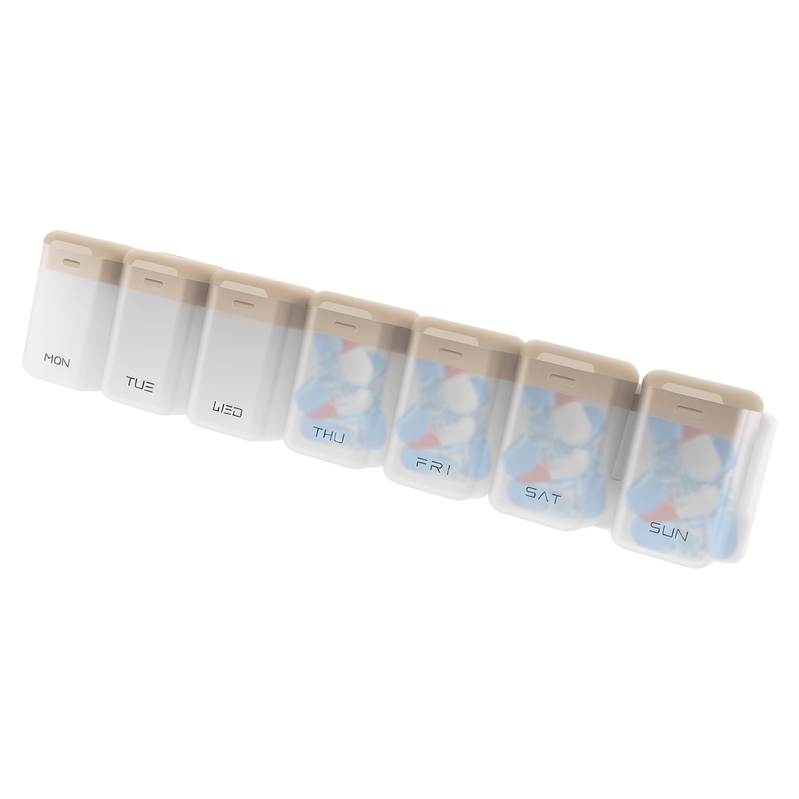 Magnetic Removable Pillbox with Sealed Silicone Lid Weekly Medication ...
