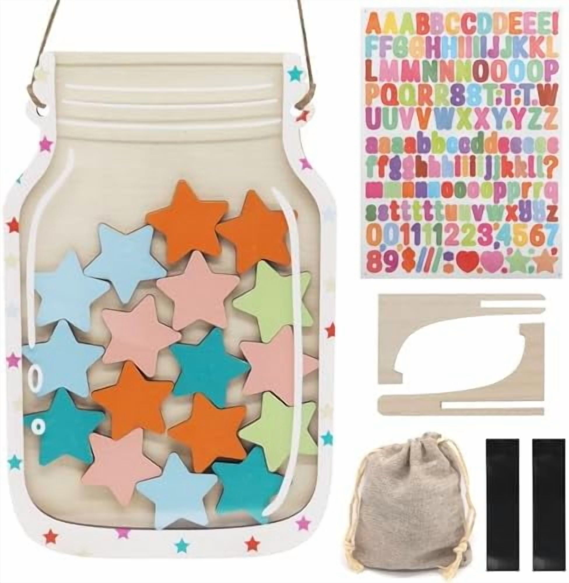 Magnetic Reward Jar - DIY Reward Jar with Wooden Stand & Stickers ...