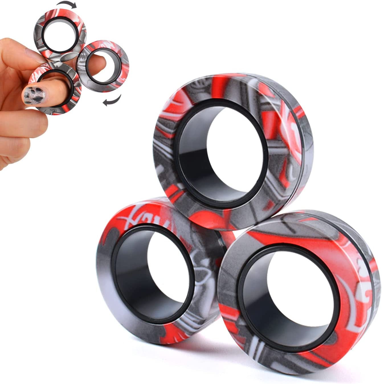 Magnetic Rings Fidget Toy Set for Kids & Teens - Anxiety & ADHD Relief ...