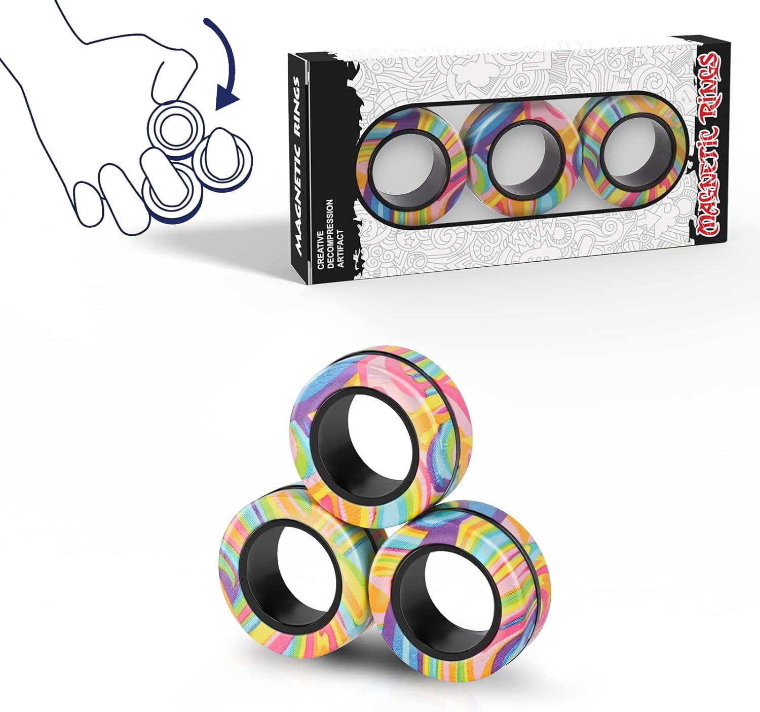 Magnetic Rings Fidget Toy Set, Idea ADHD Fidget Toys, Adult Fidget ...