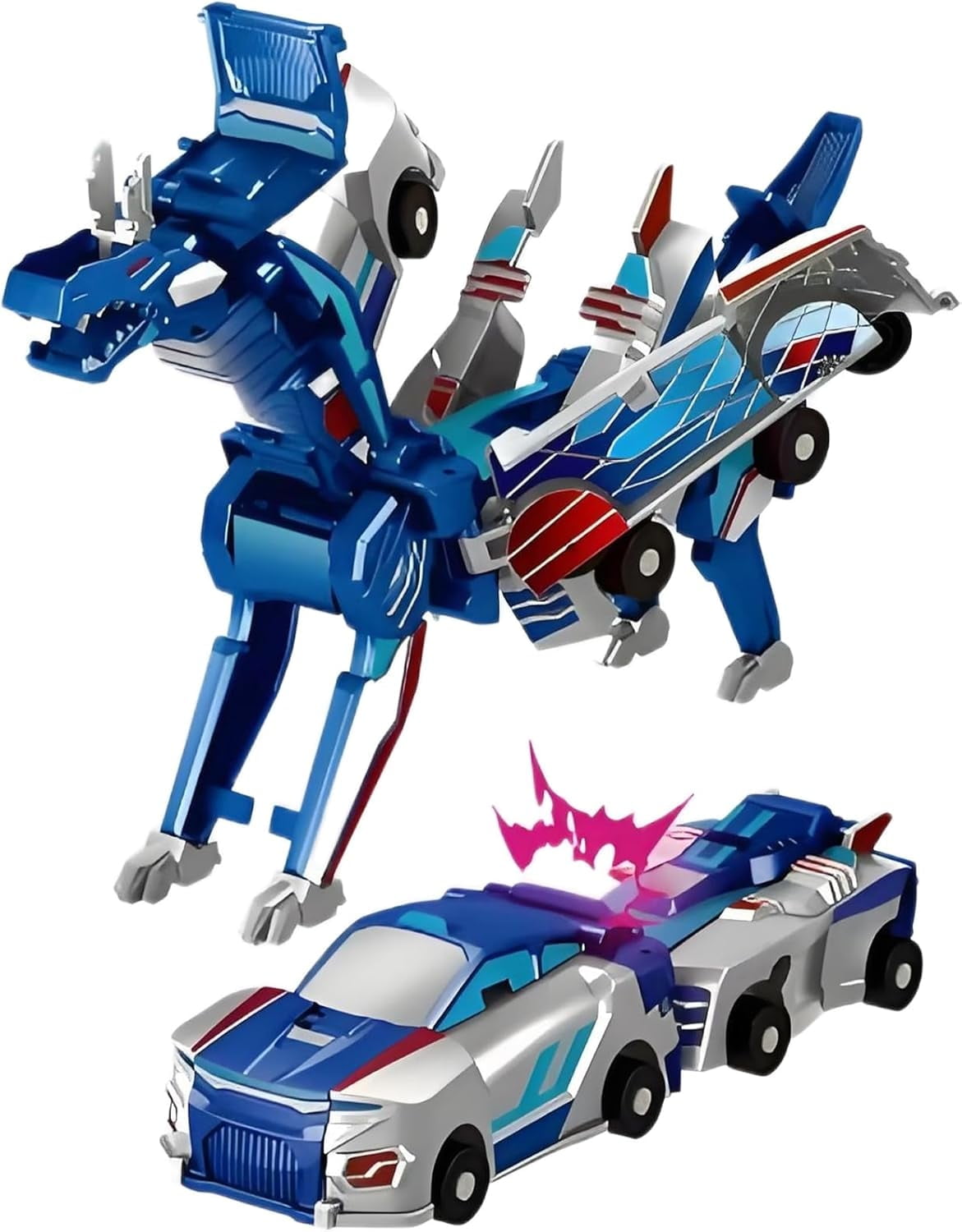 Magnetic Robocar Set,Collision Transforming Dinosaur Car Toy, 2 in 1 ...