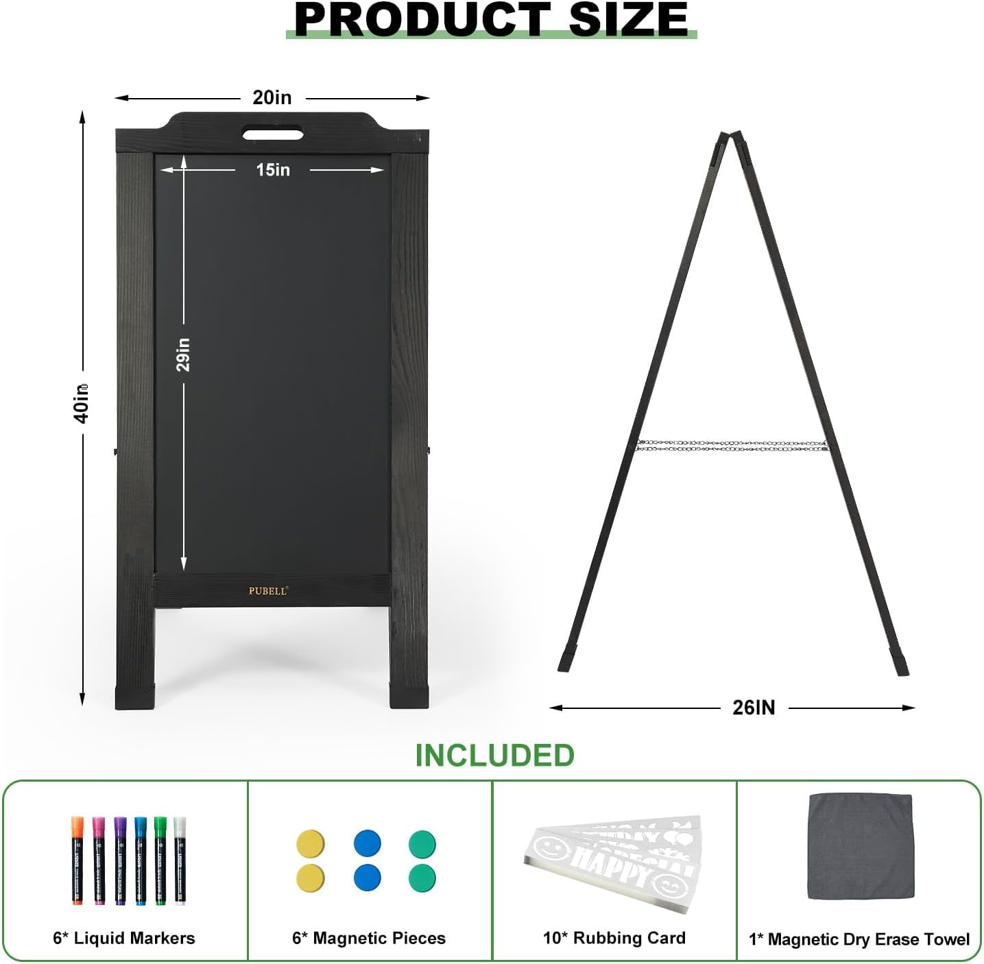 Magnetic Sandwich A-Frame Chalkboard Sign - 40 x 20 Inches, Large ...