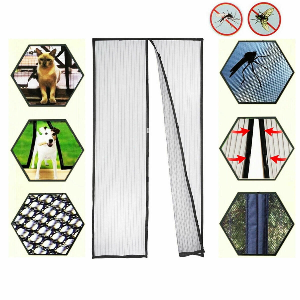 Magnetic Mesh Screen Door - Blocks Insects, Mosquitoes with Magic ...
