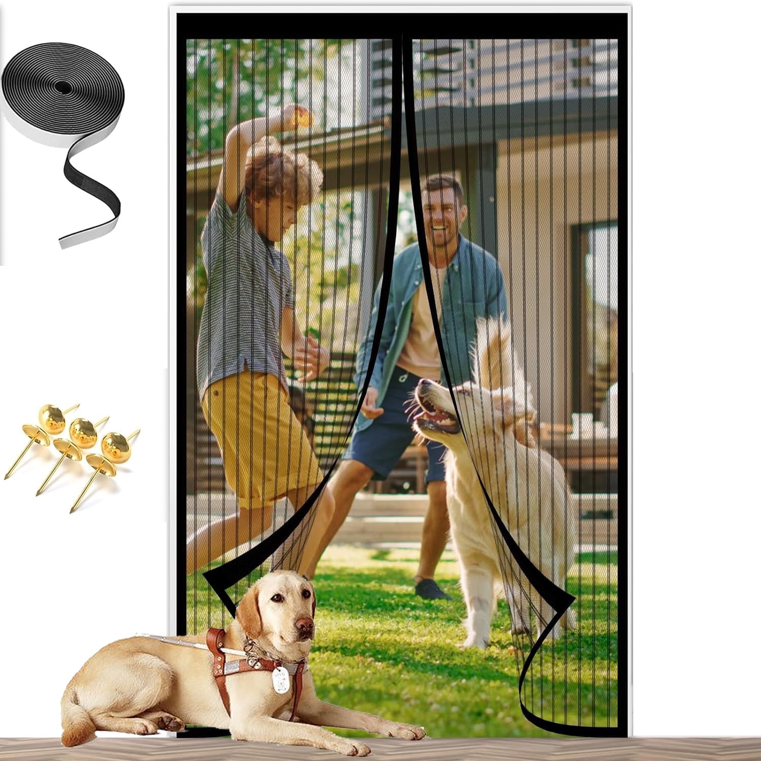 Magnetic Screen Door, 35 x 82 Inch, Stronger Magnets, Hands-Free, Pet ...