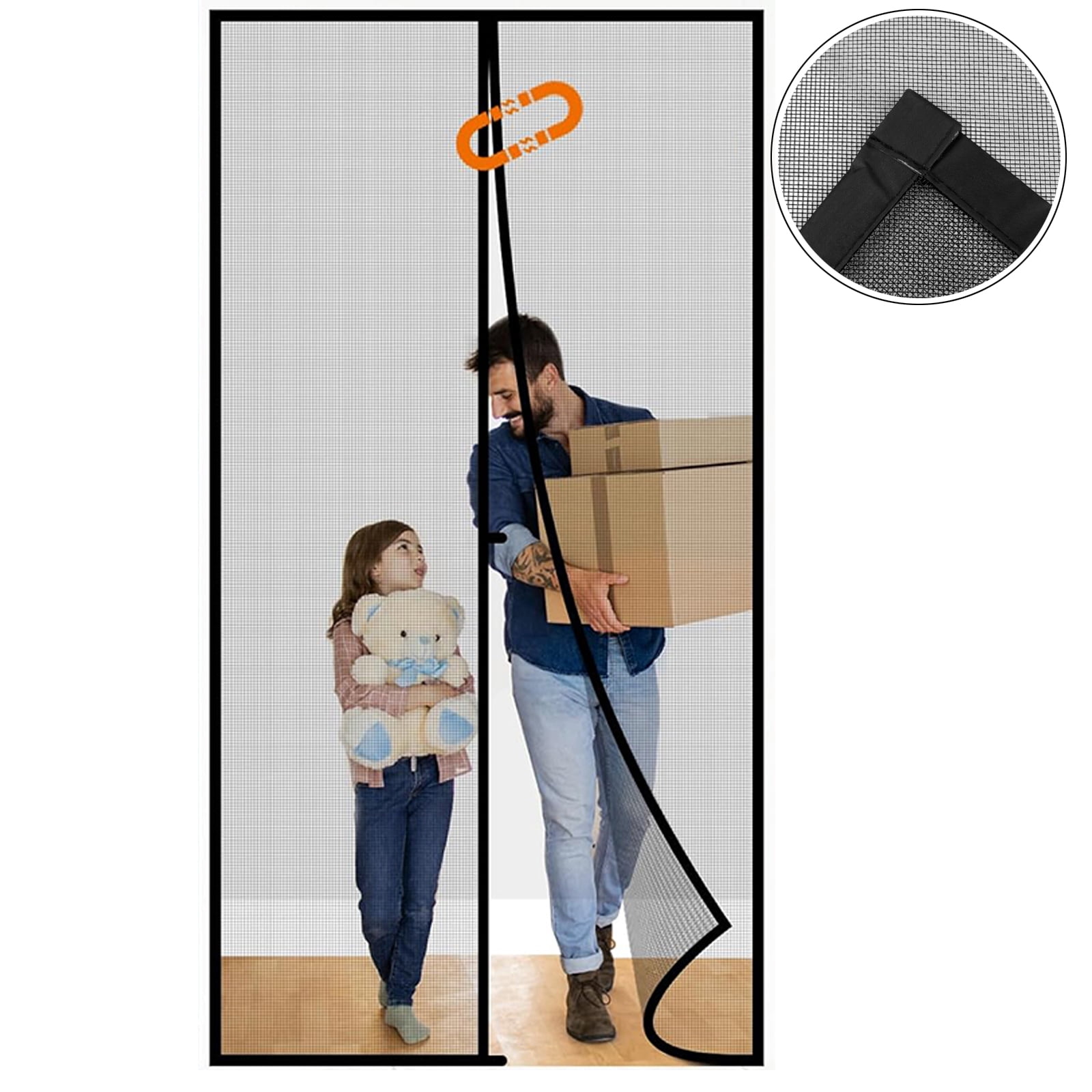 Magnetic Screen Door -Durable Fiberglass Mesh Self Sealing, Heavy Duty ...