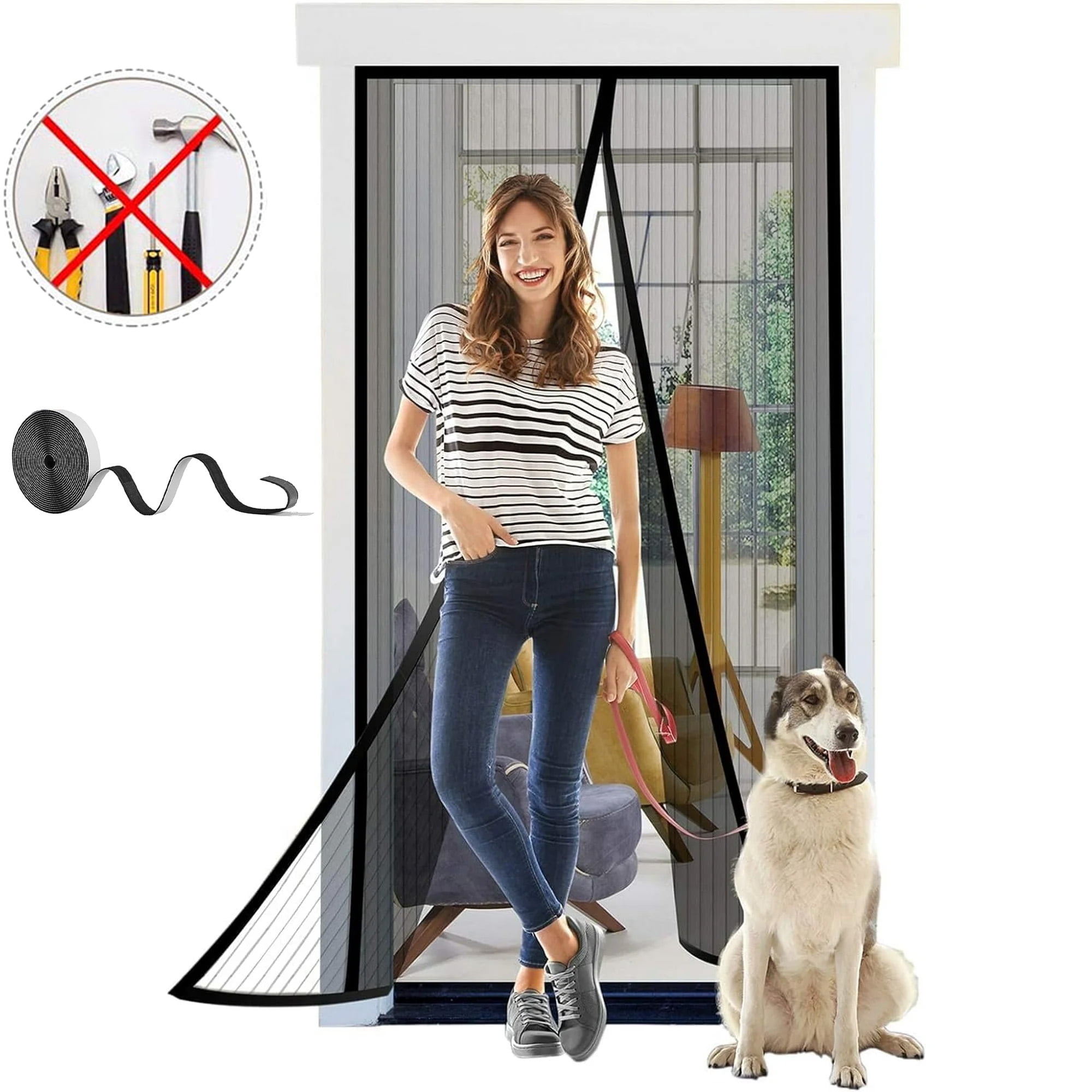 Magnetic Screen Door Fit Door Size 37 x 81 Inch Max, Screen Size 39" x ...