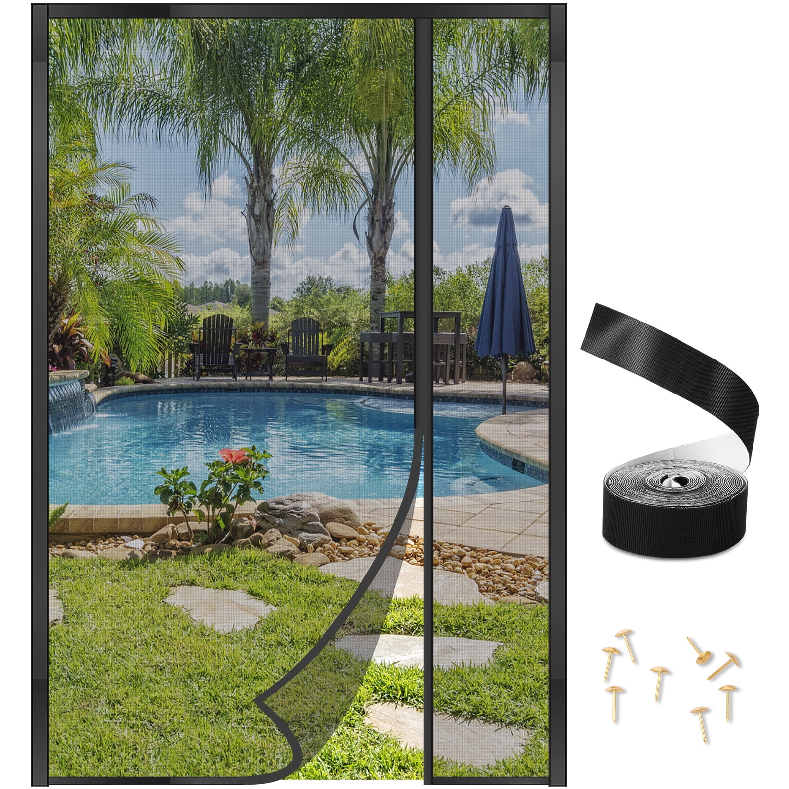 Magnetic Screen Door Full Strip Magnets Self Sealing Mesh Screen Doors ...