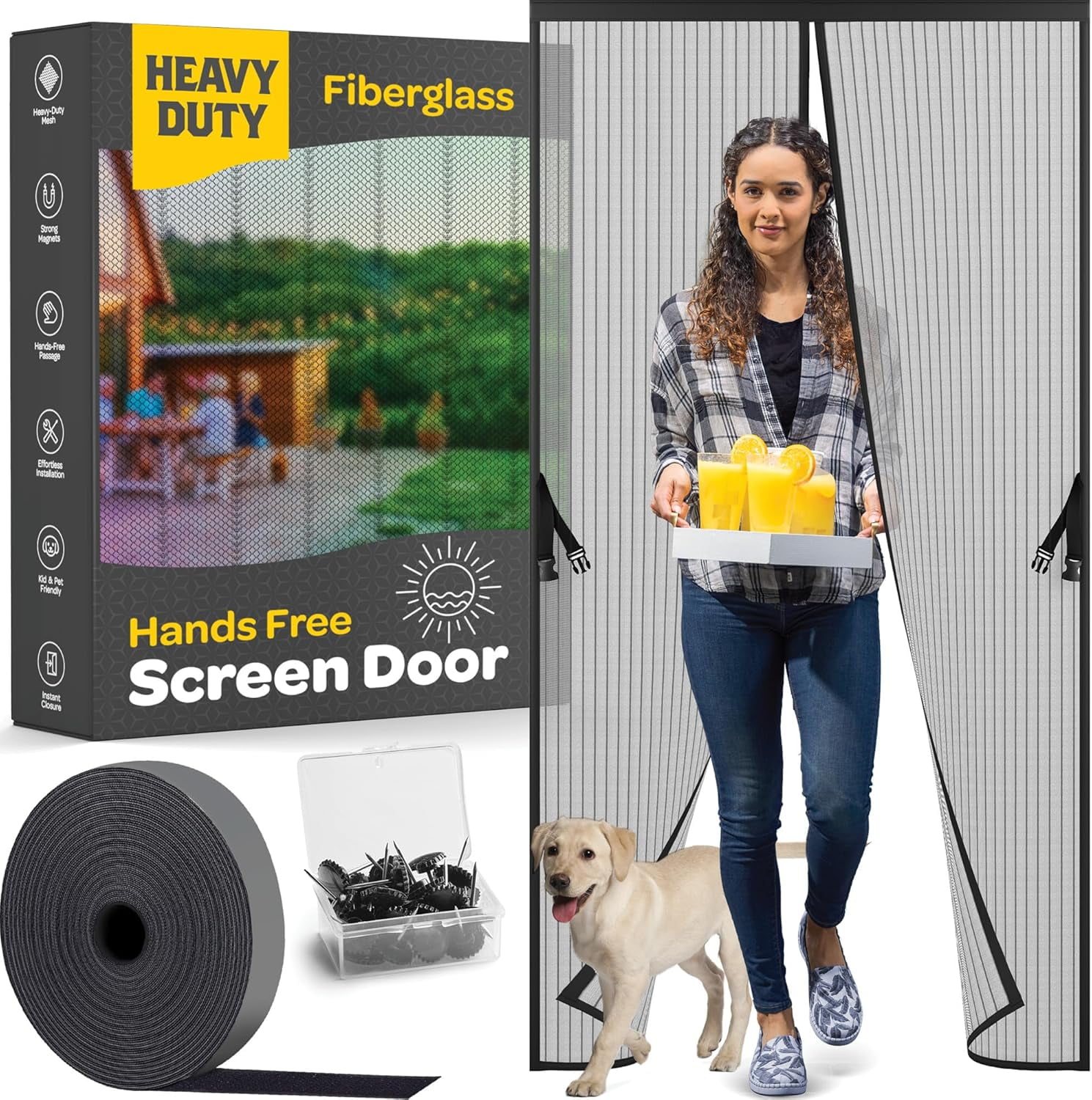 Magnetic Screen Door, Hands-Free Kid/Pet-Friendly Walk Through - Self ...