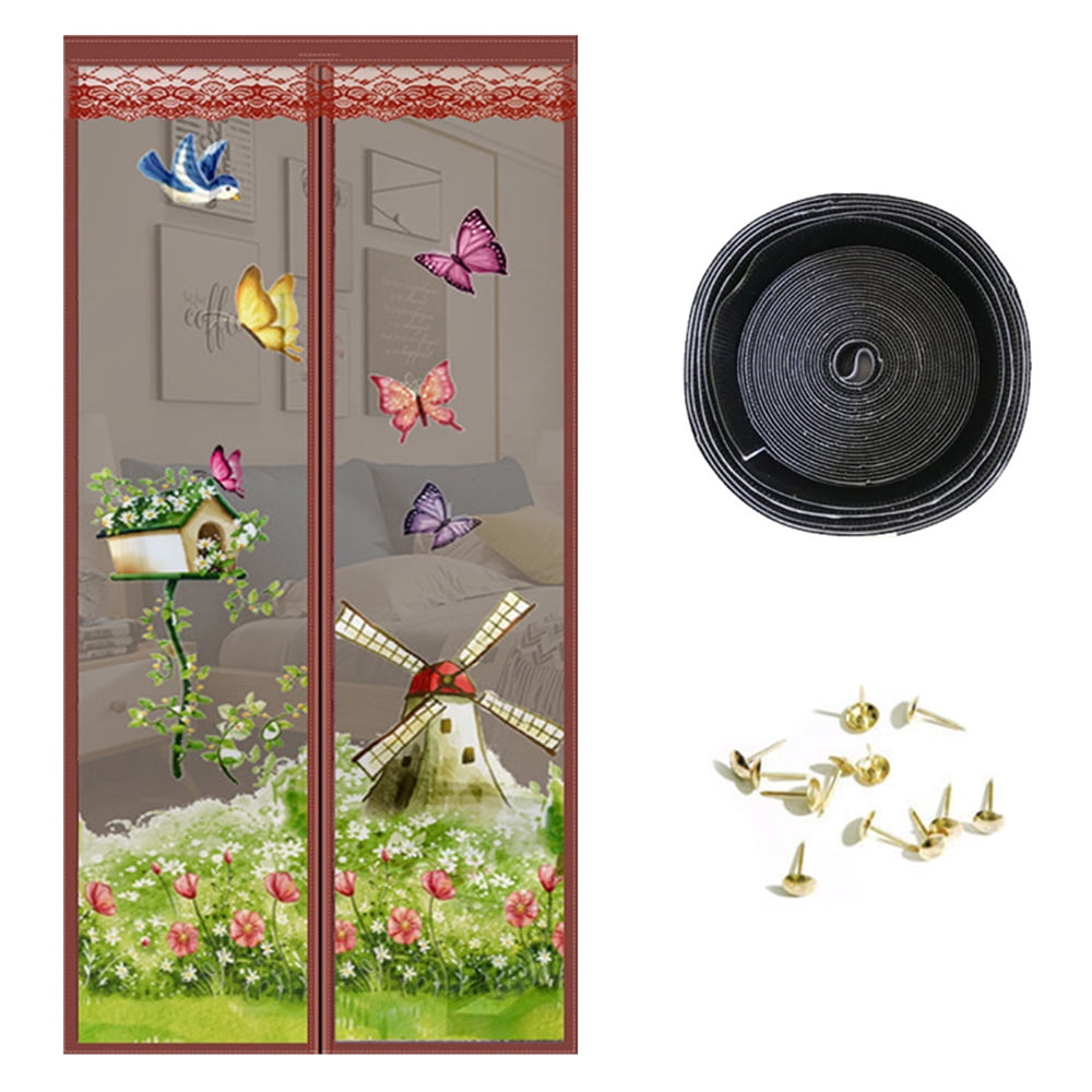 Magnetic Screen Door,Keep Bugs Out,Windmill Print, Breeze in - Self ...