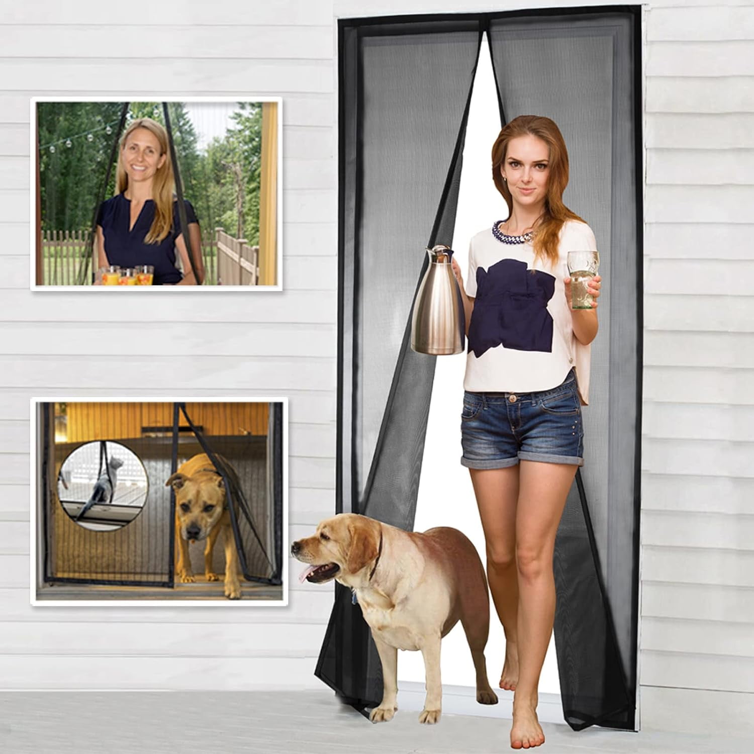 Magnetic Screen Door Mesh, 36 x 82 Inches Heavy Duty Door Screen ...