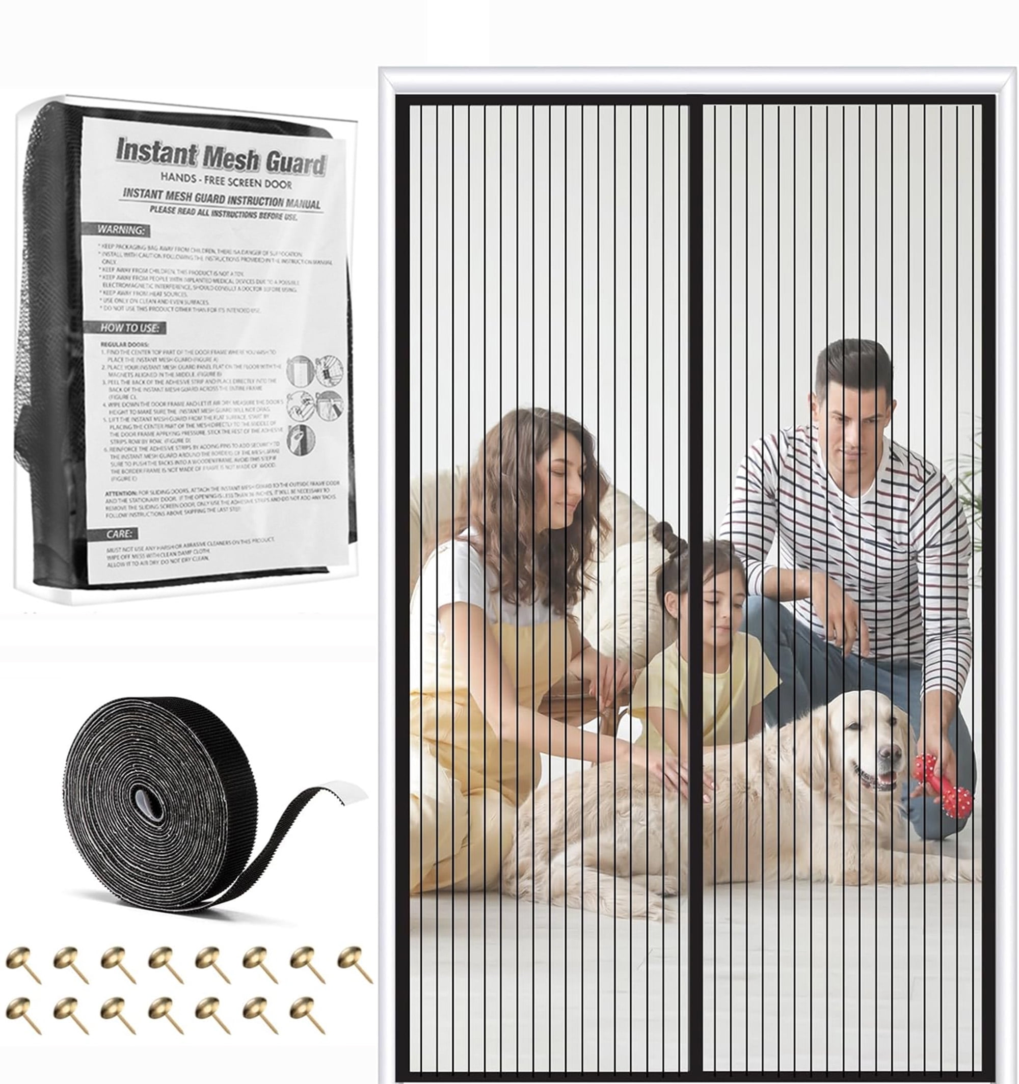 Magnetic Screen Door Mosquito Bug Net for Door-Poweful Magnets, No ...