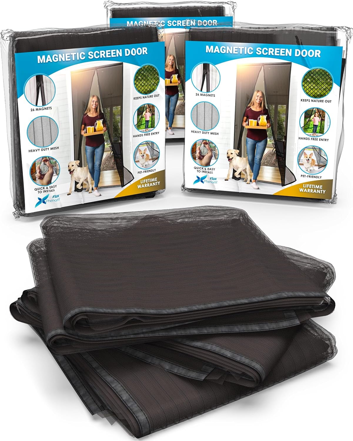 Magnetic Screen Door (Pack of 3) Self-Closing, Pet-Friendly, 26 Mighty ...