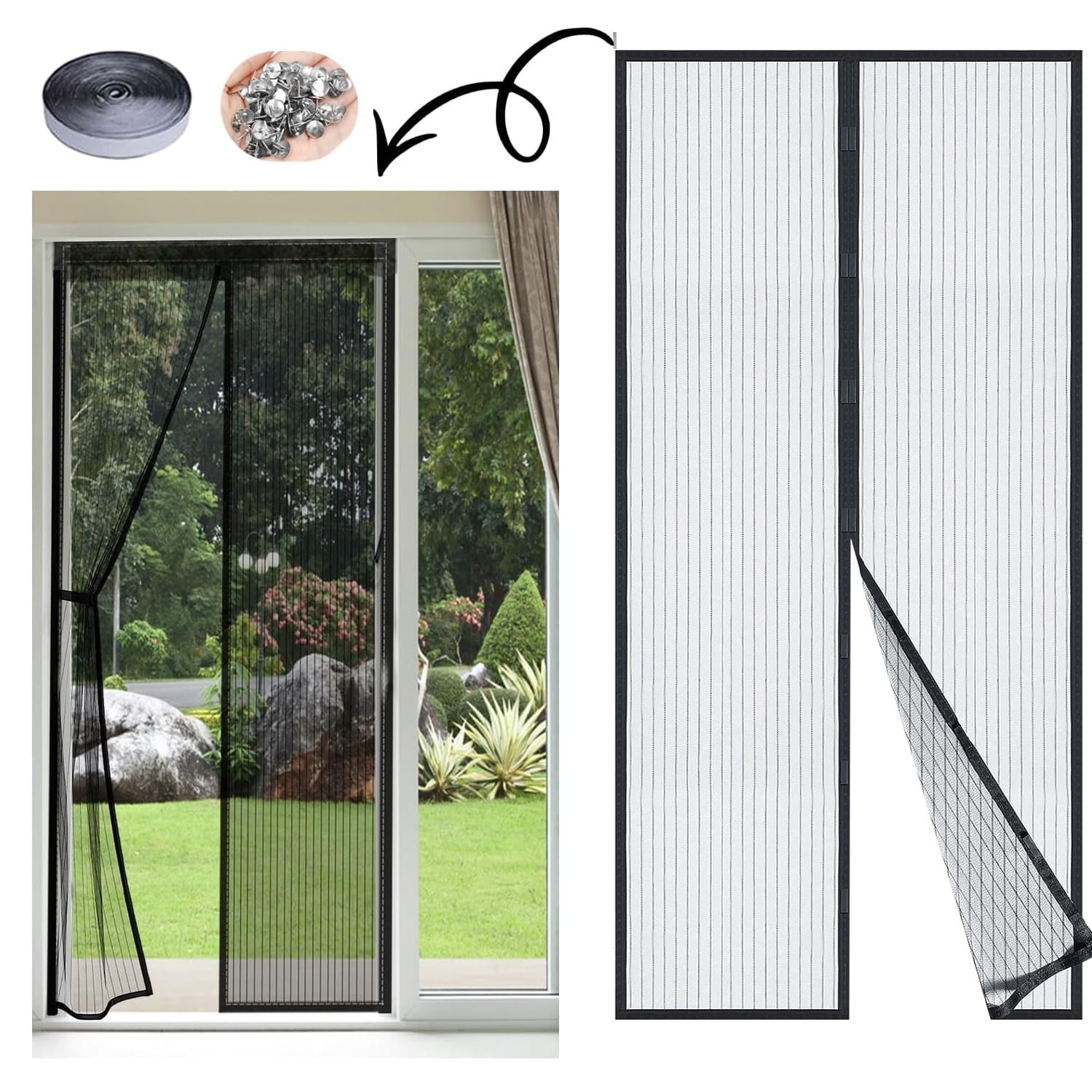 Magnetic Screen Door, Screen Door Mesh, Keep Bugs Out, Heavy-Duty Mesh ...
