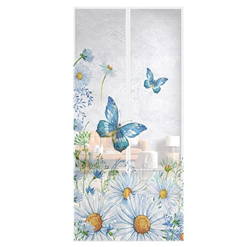 Magnetic Screen Doors Pastoral Butterfly Dragonfly Daisy Flower,Mesh ...