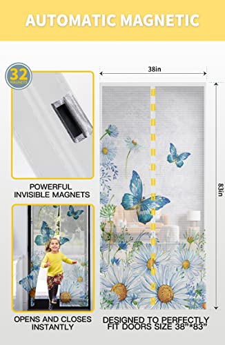 Magnetic Screen Doors Pastoral Butterfly Dragonfly Daisy Flower,Mesh ...