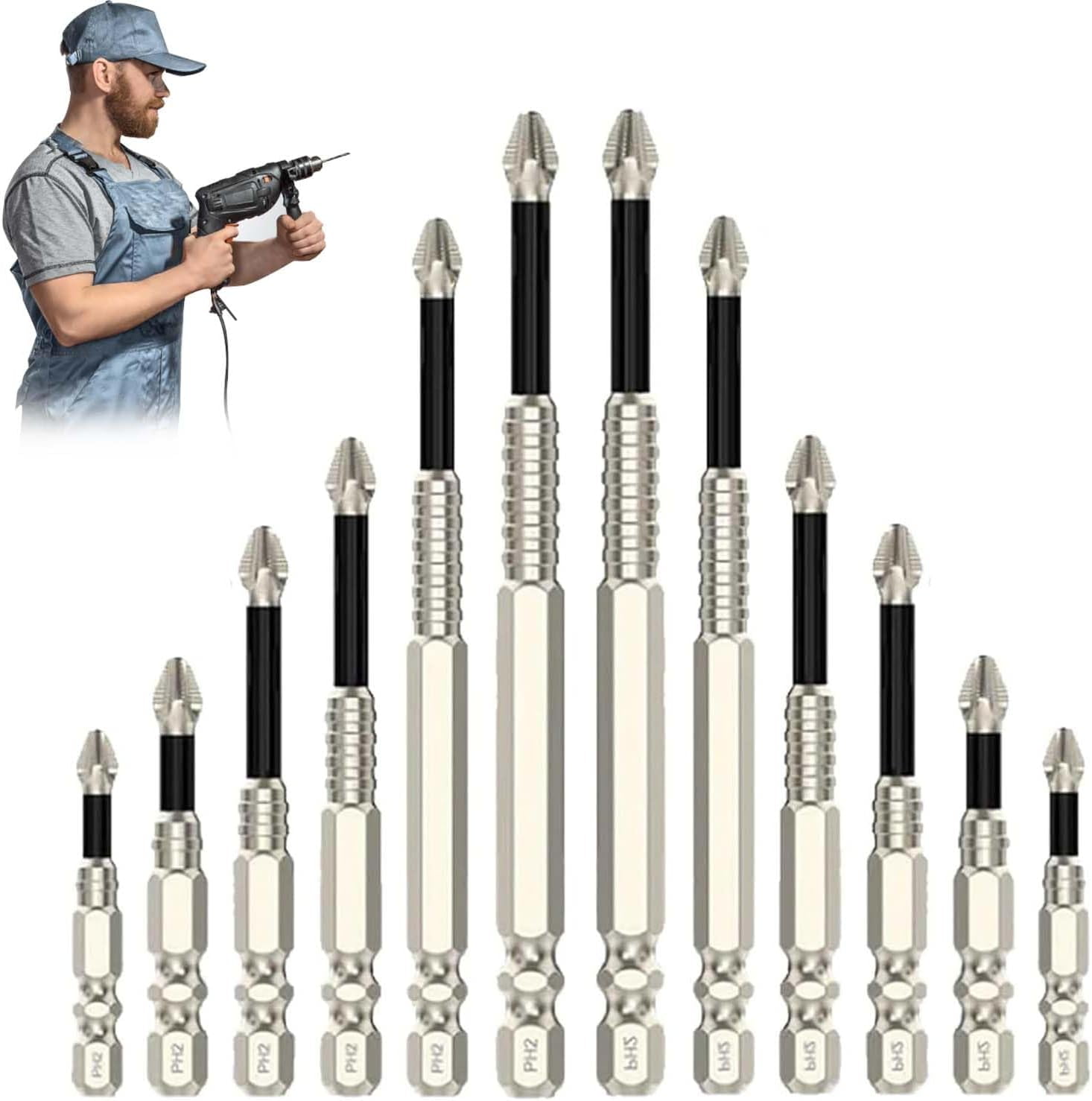Magnetic Screwdriver Bits, Magnetic Bit Set, Universal Anti-Slip Impact ...