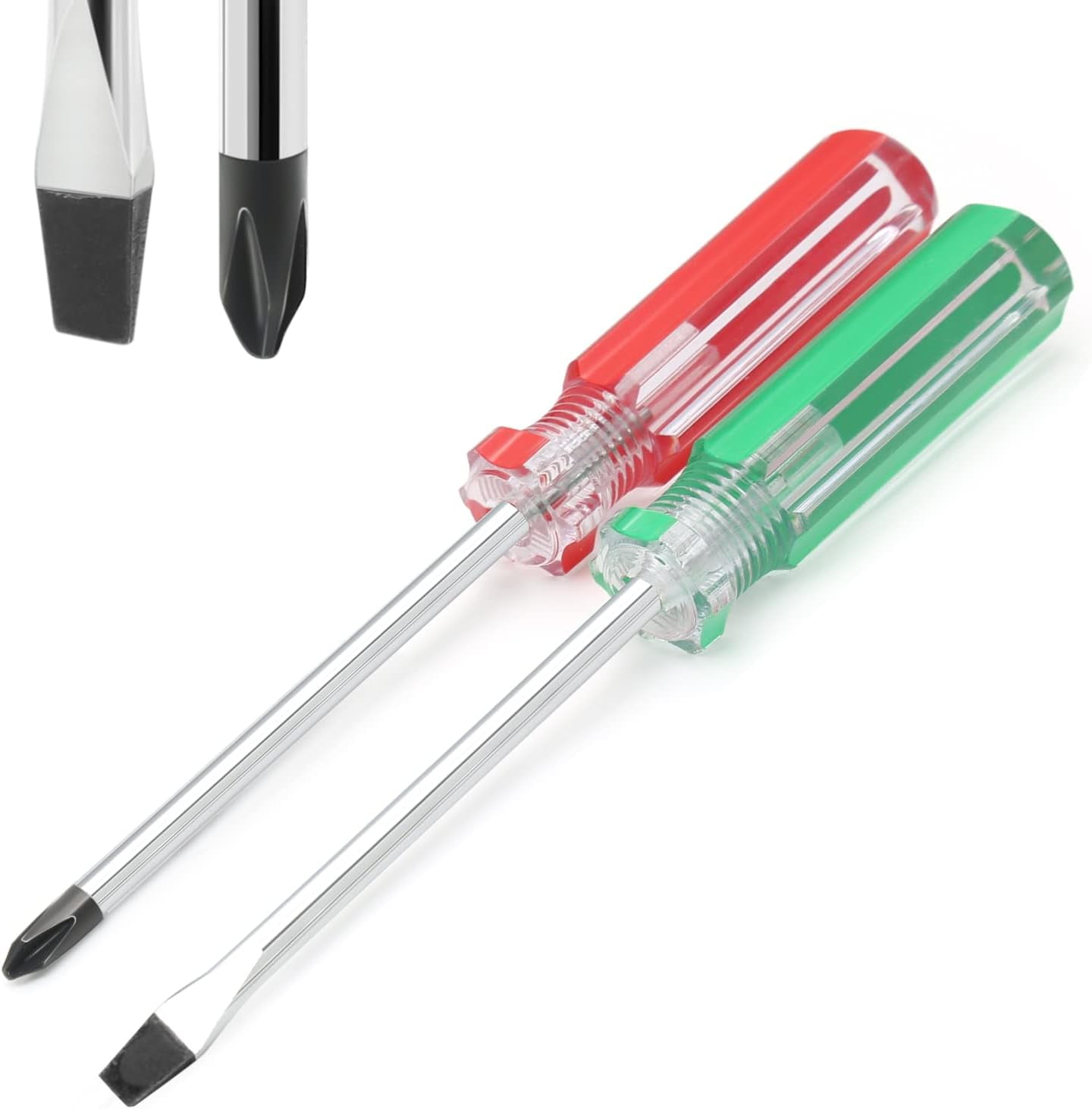 Magnetic Screwdriver Set 2 PCS, 4 Inch Steel Shaft Magnetic 5mm Phillips and Flat Head Tips ...