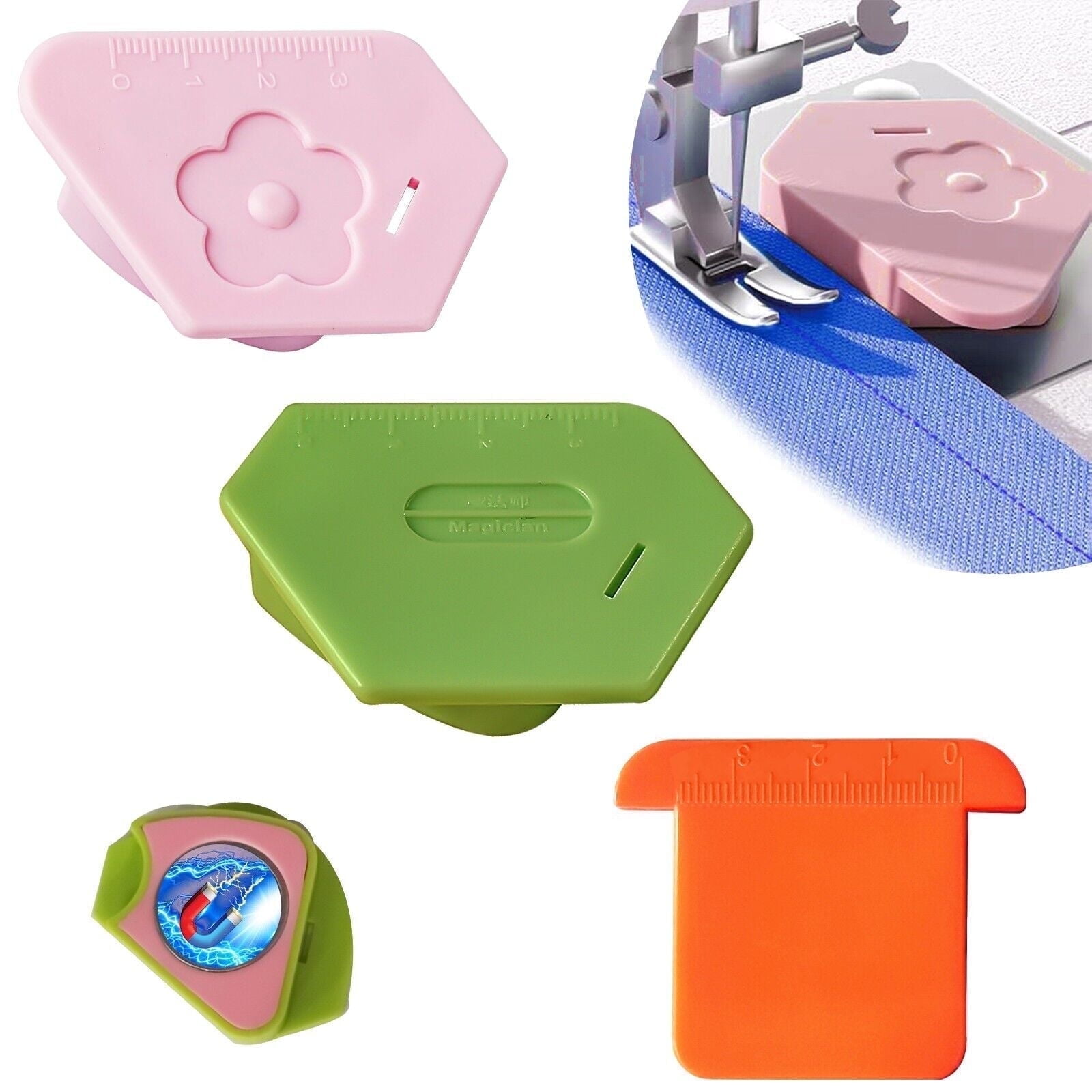 ZEKURAPA Magnetic Seam Guide, 3 Pcs Sewing Tool, ABS Plastic, Universal ...