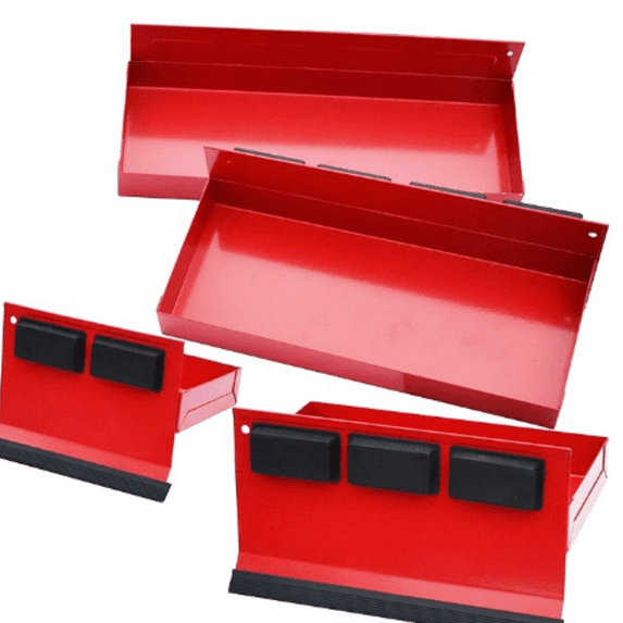 Magnetic Shelf 4-Pcs Set - Red Tool Trays - Metal Tool Box With Strong ...