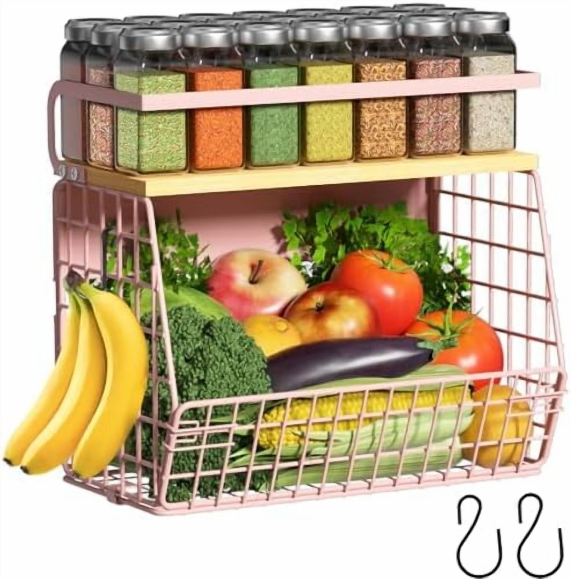 Magnetic Shelf for Fridge with Wood Lid, Fruit Potato and Onion Storage ...