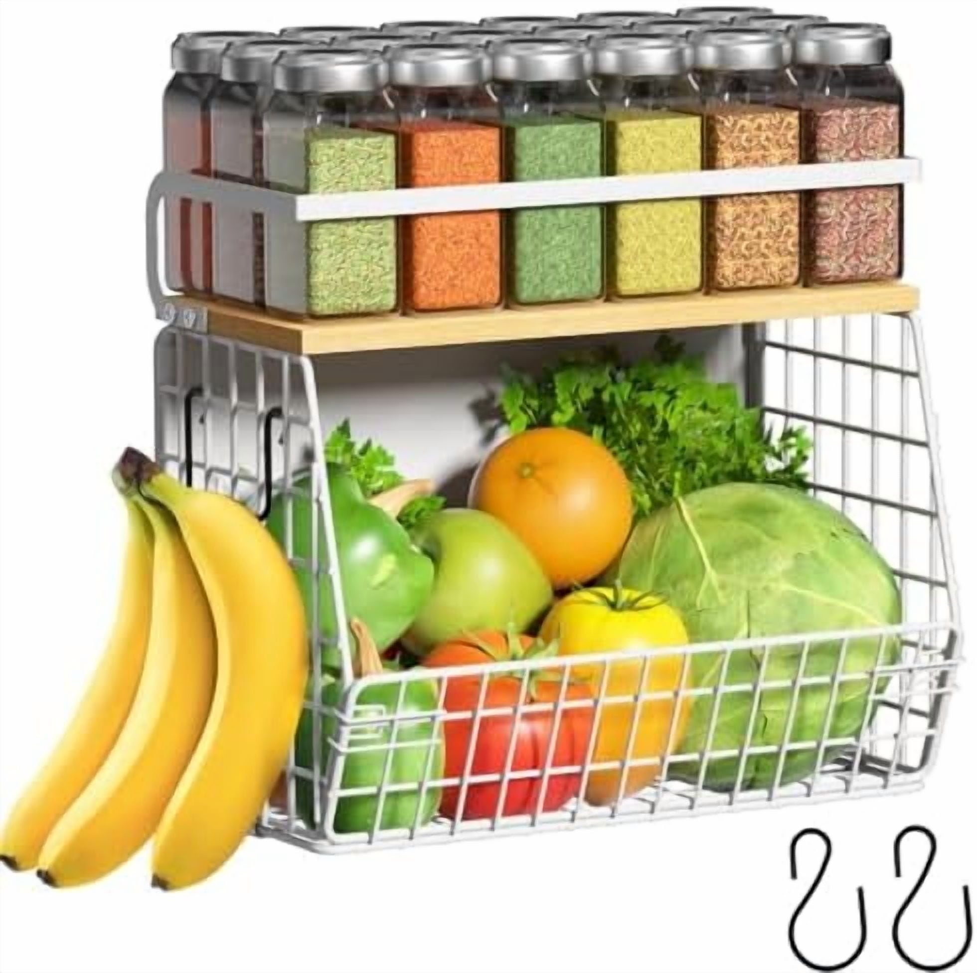 Magnetic Shelf for Fridge with Wood Lid, Fruit Potato and Onion Storage ...