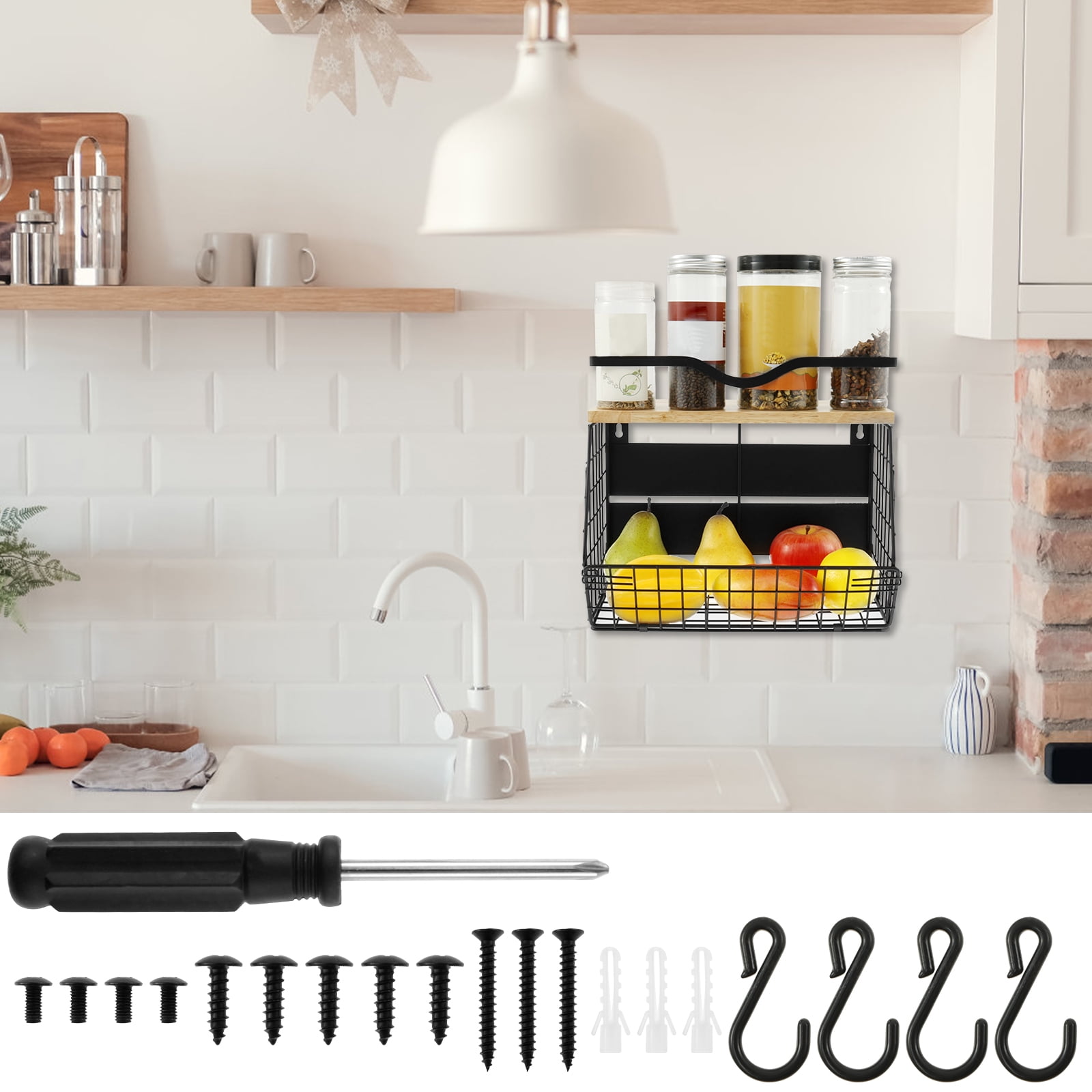 Magnetic Shelf for Fridge with Wood Lid,Magnetic Spice Rack for ...